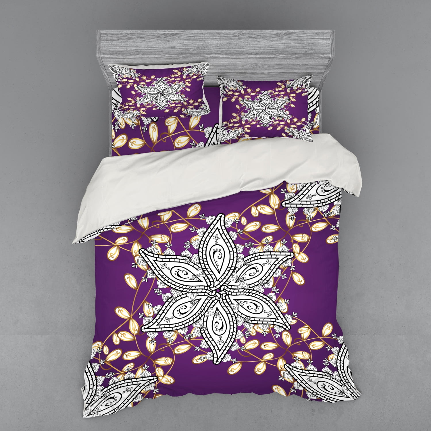 Ambesonne Moroccan Bedding Set 4 Pcs, Vintage Floral Petals, Queen ...