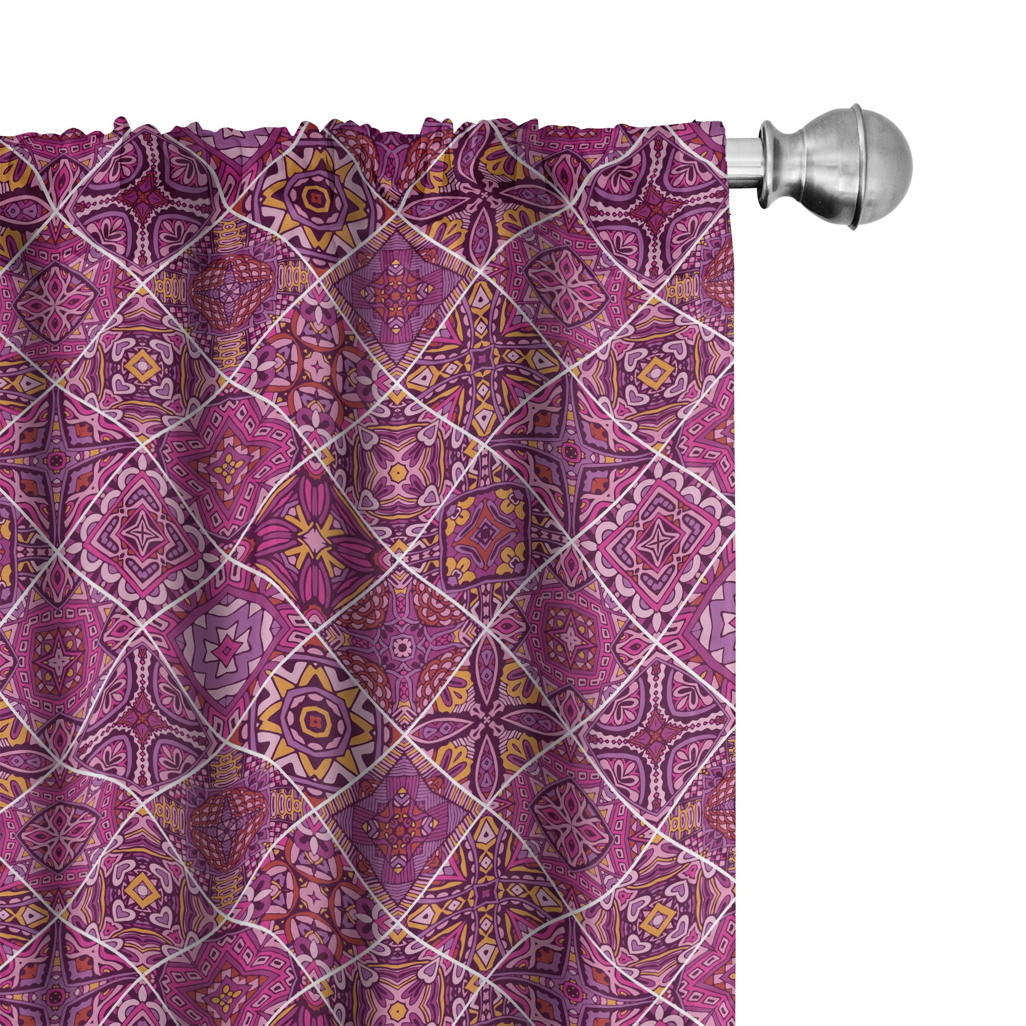 Ambesonne Moroccan Curtains, Checkered Pink, Pair of 28"x95", Magenta ...
