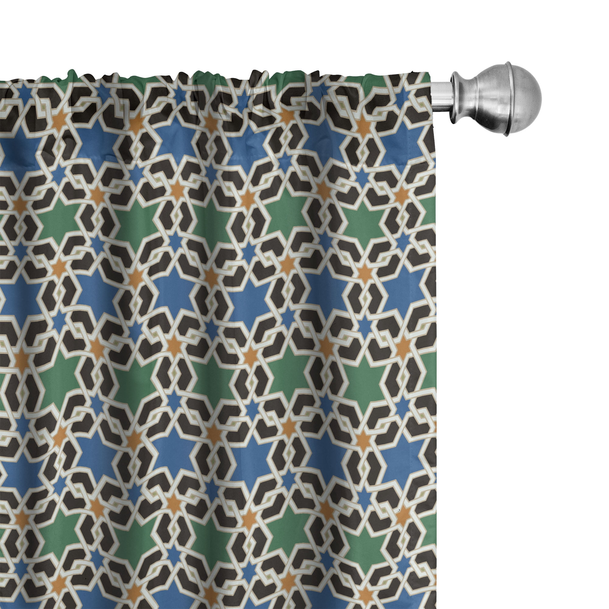 Ambesonne Moroccan Curtains, Hexagon Stars Pattern, Pair of 28"x95 ...