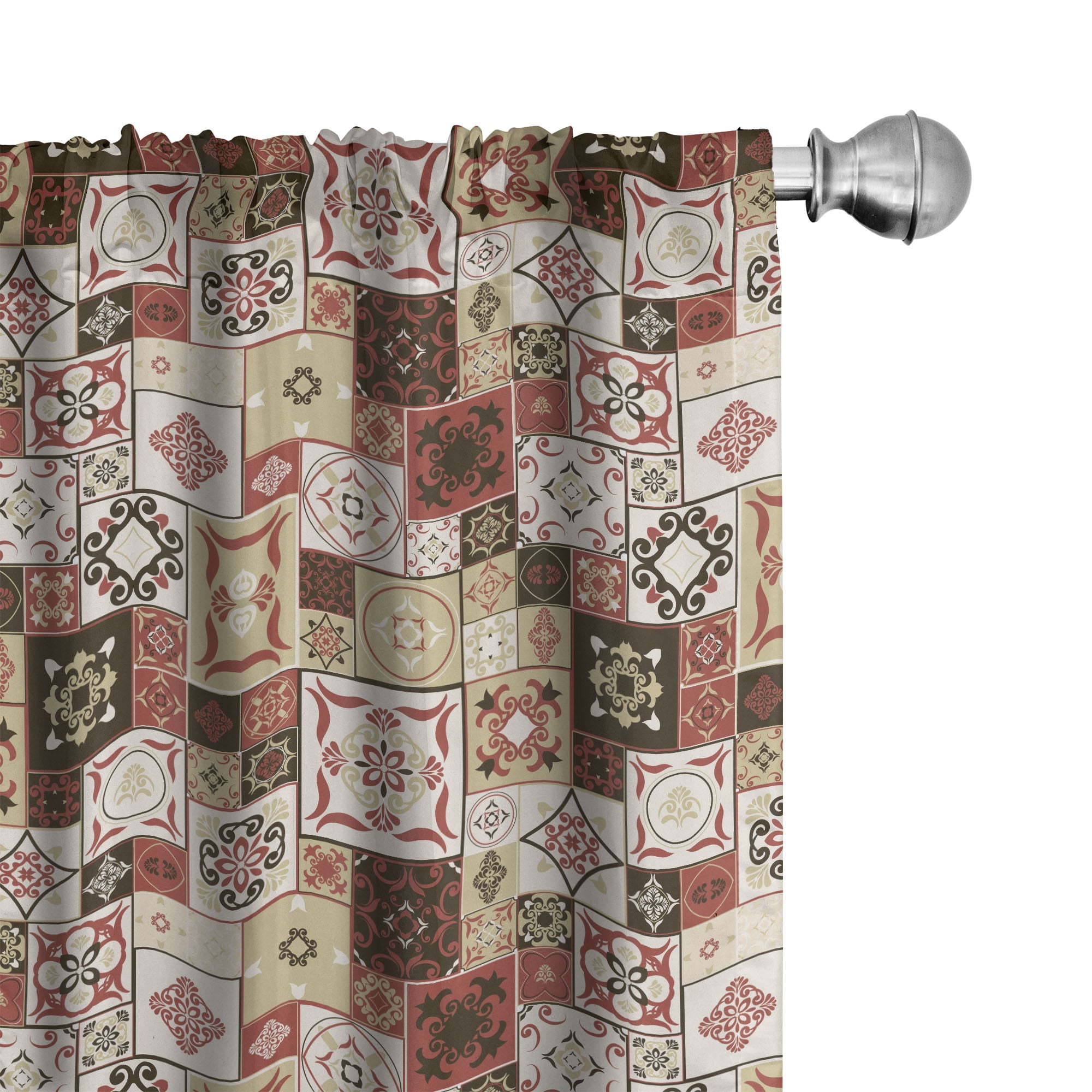 Ambesonne Moroccan Curtains, Vintage Square Pattern, Pair of 28"x95 ...