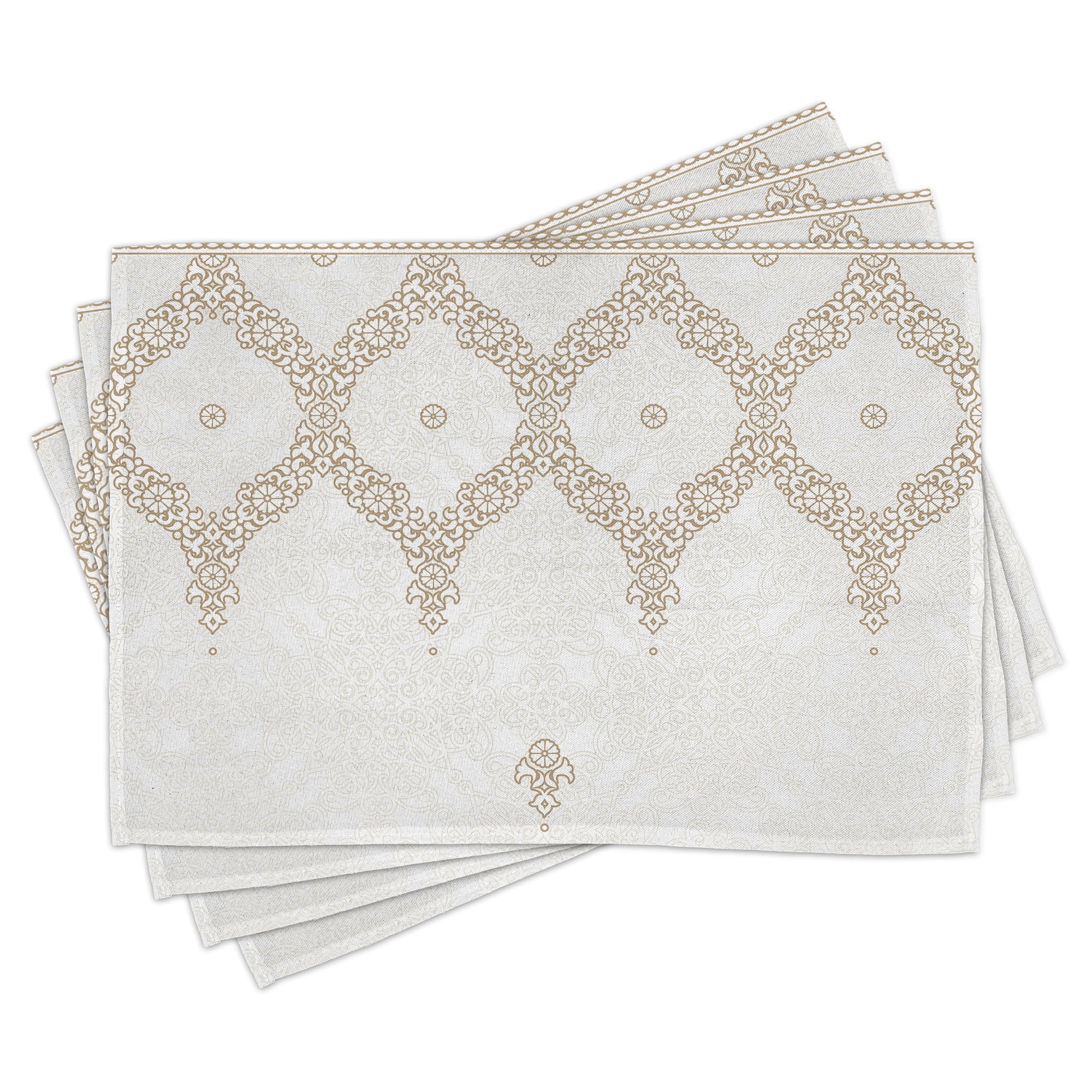Ambesonne Moroccan Place Mats Set of 4, Eastern Elements Cream ...