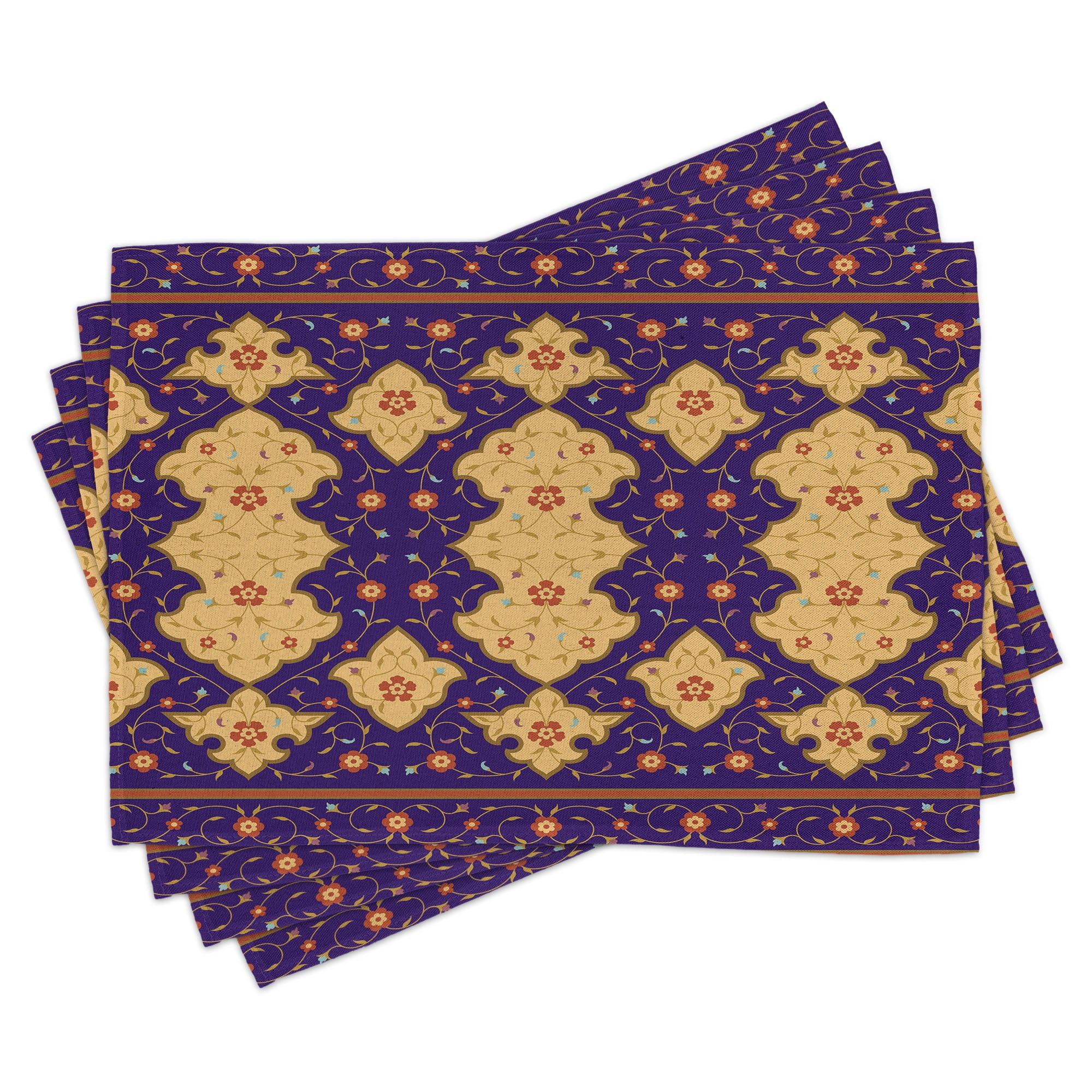 Ambesonne Moroccan Place Mats Set of 4, Effected Border, Standard Size ...