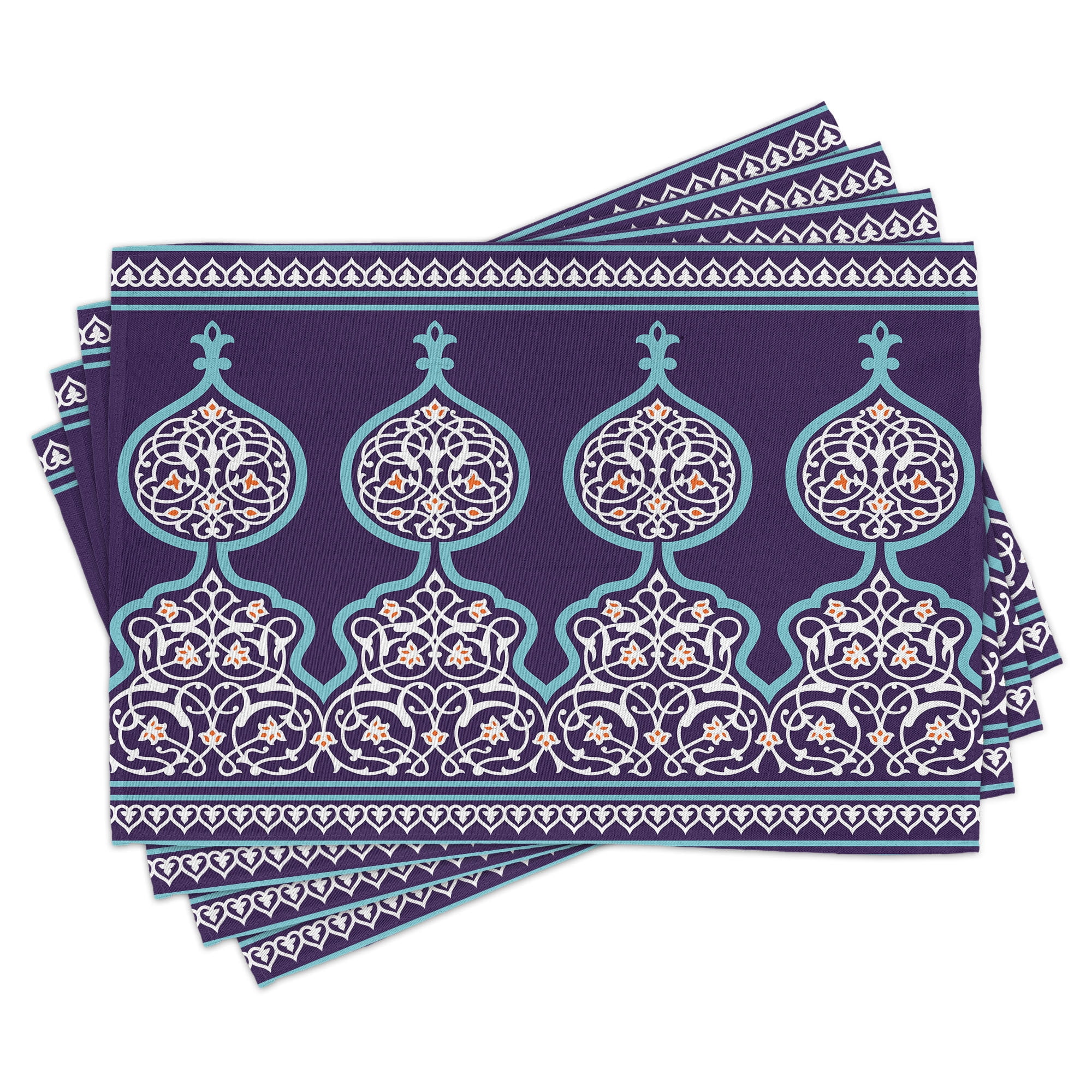 Ambesonne Moroccan Place Mats Set of 4, Oriental Design, Standard Size ...