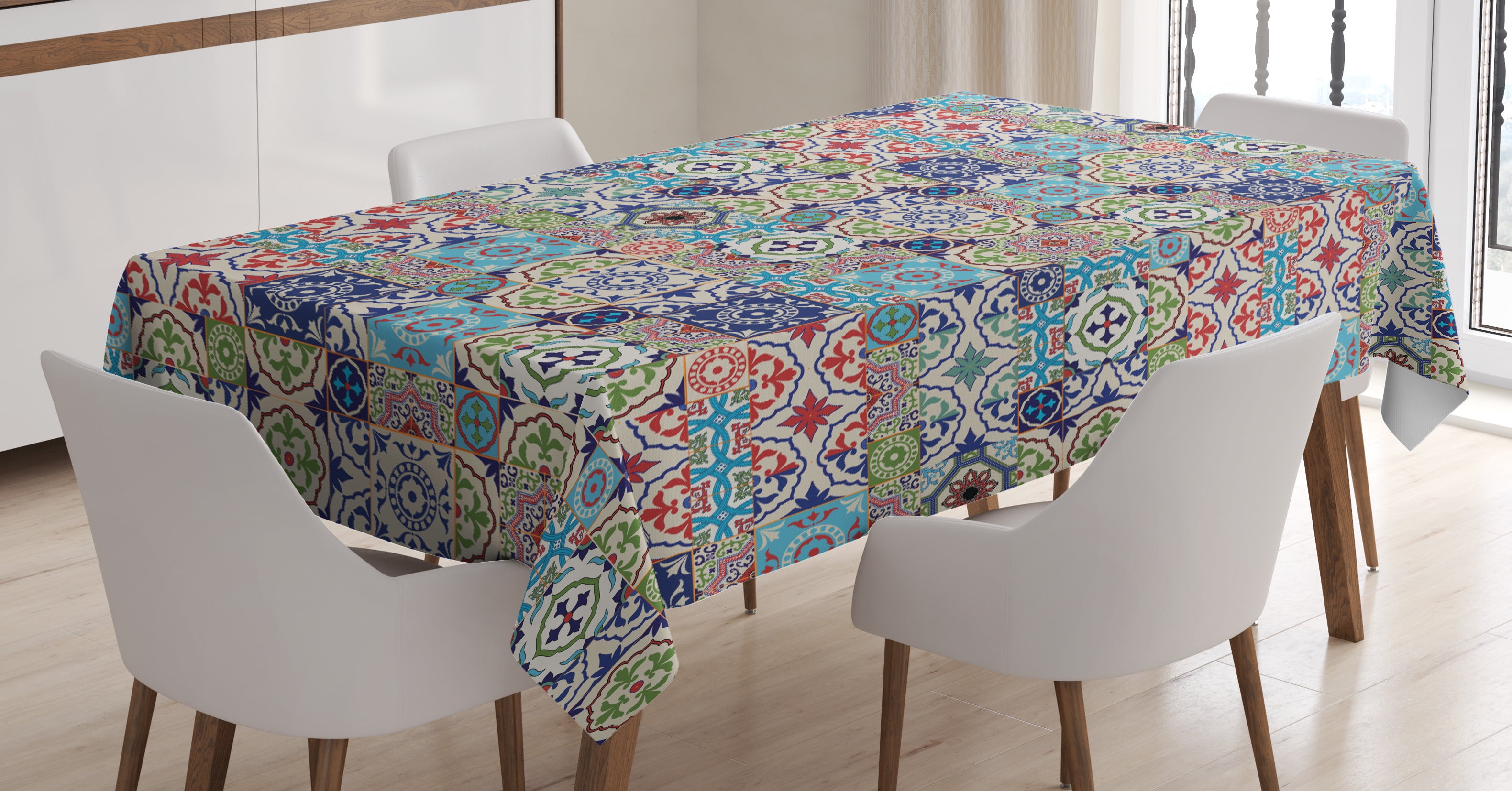 Ambesonne Moroccan Tablecloth Rectangular Table Cover, Complex Floral ...
