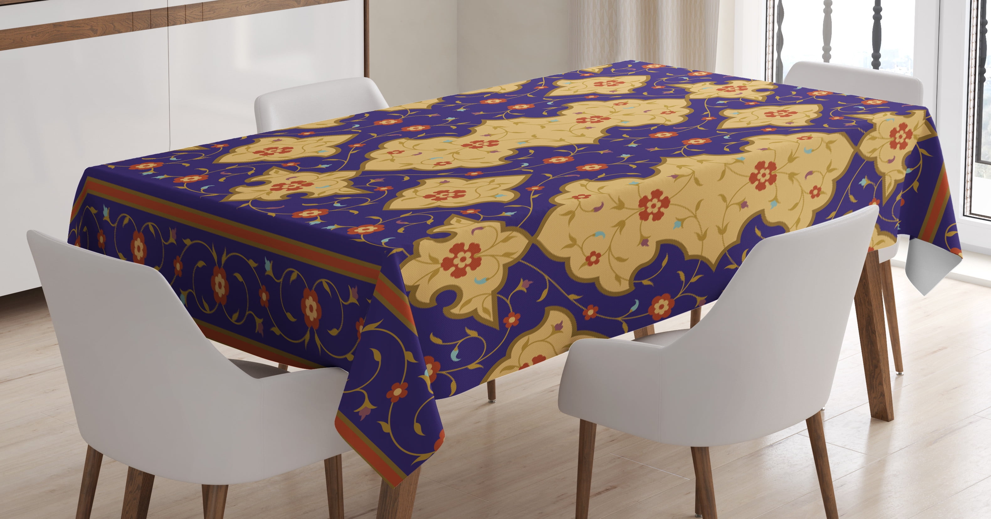 Ambesonne Moroccan Tablecloth Rectangular Table Cover, Effected Border ...