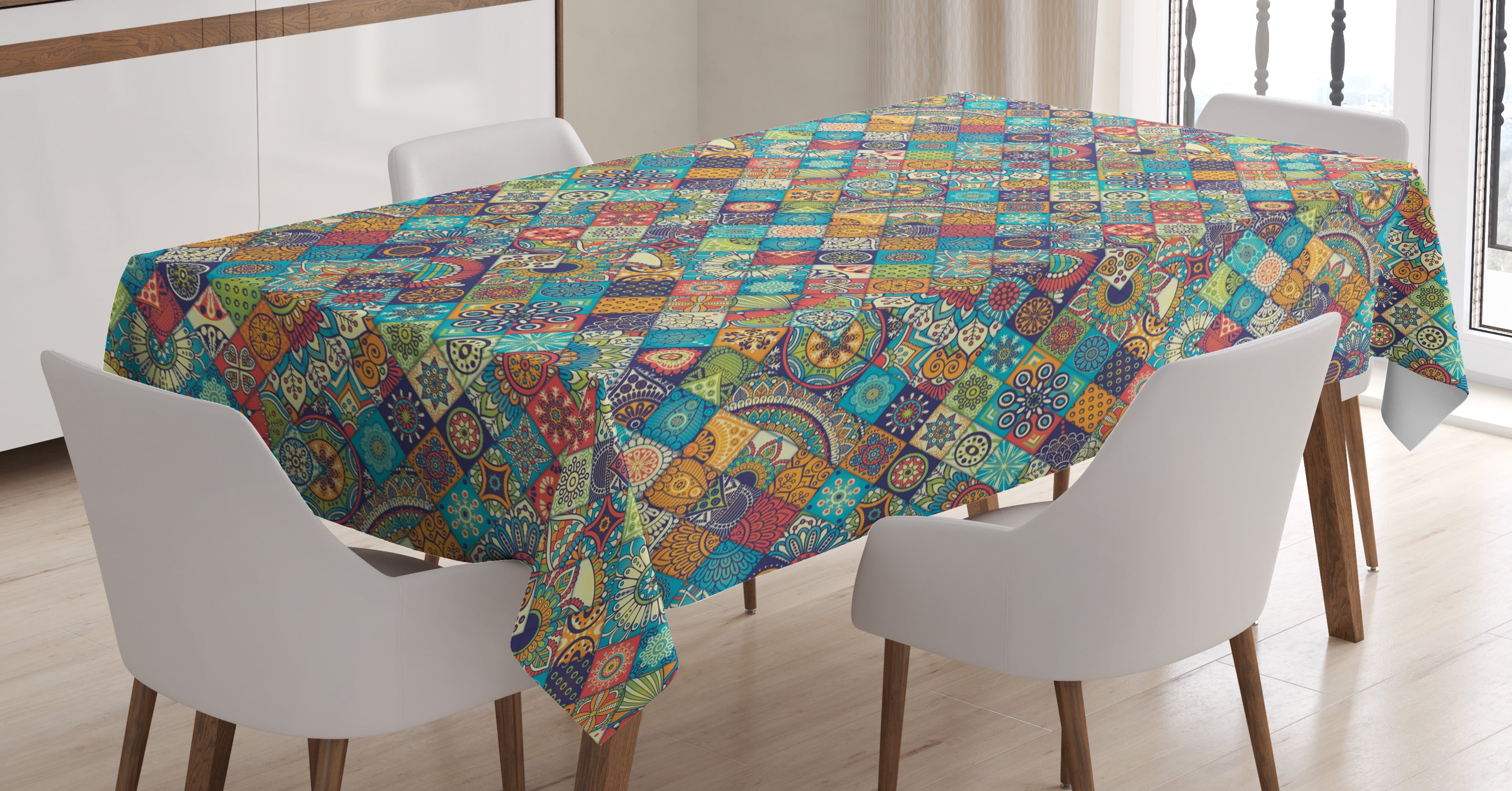 Ambesonne Moroccan Tablecloth Rectangular Table Cover, Oriental Motifs ...