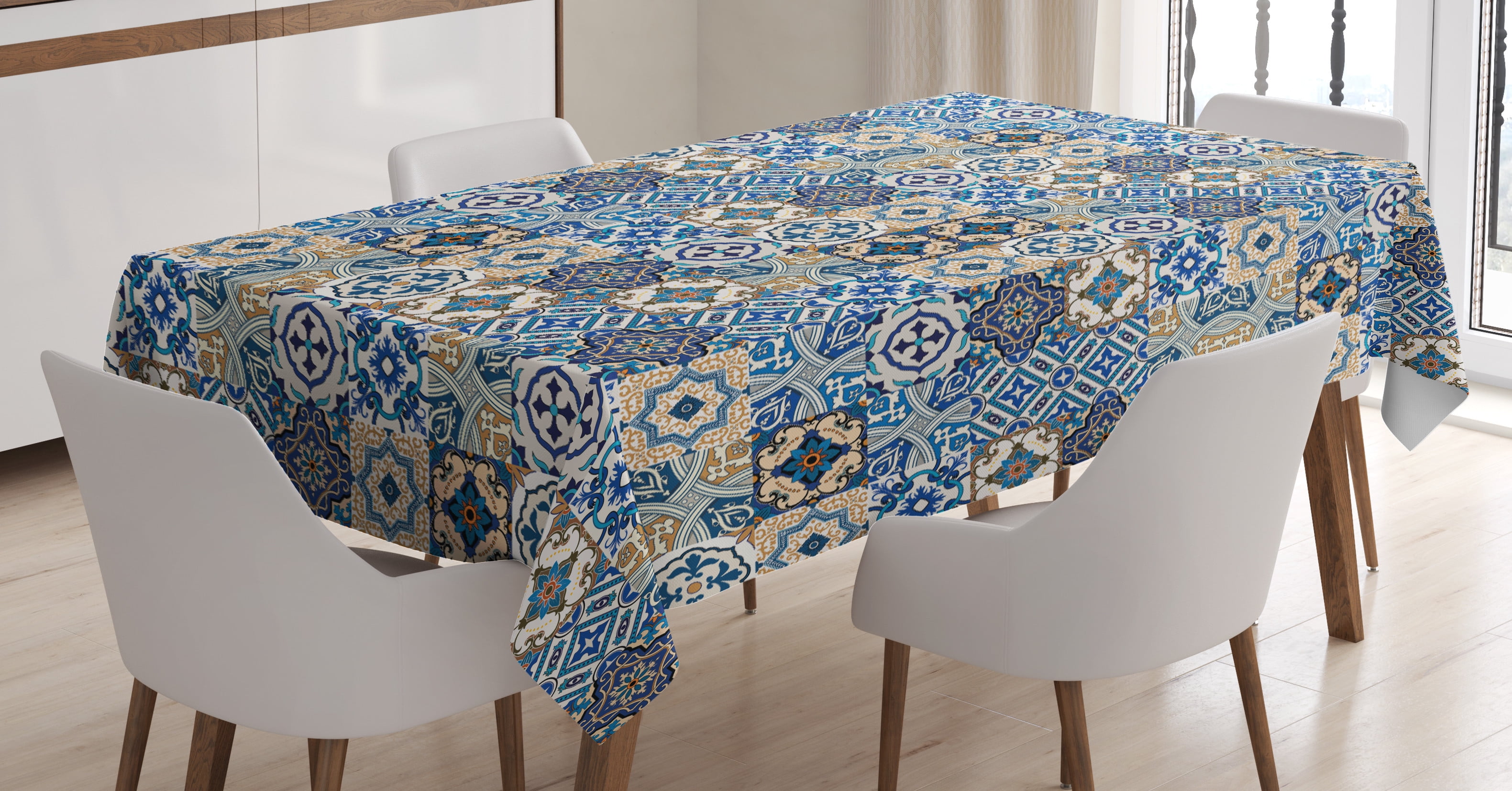 Ambesonne Moroccan Tablecloth Rectangular Table Cover, Portuguese ...