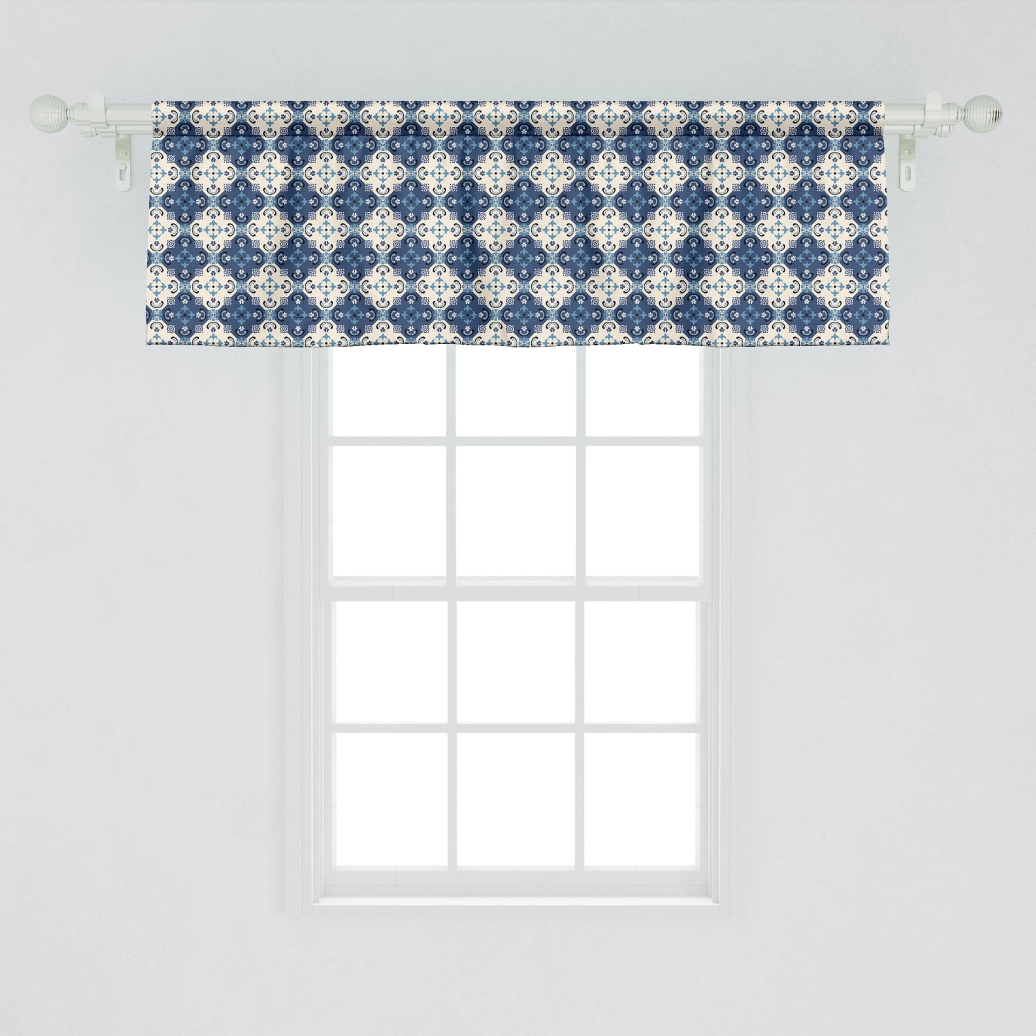 Ambesonne Moroccan Window Valance, Repetitive Floral Inspired Patchwork ...