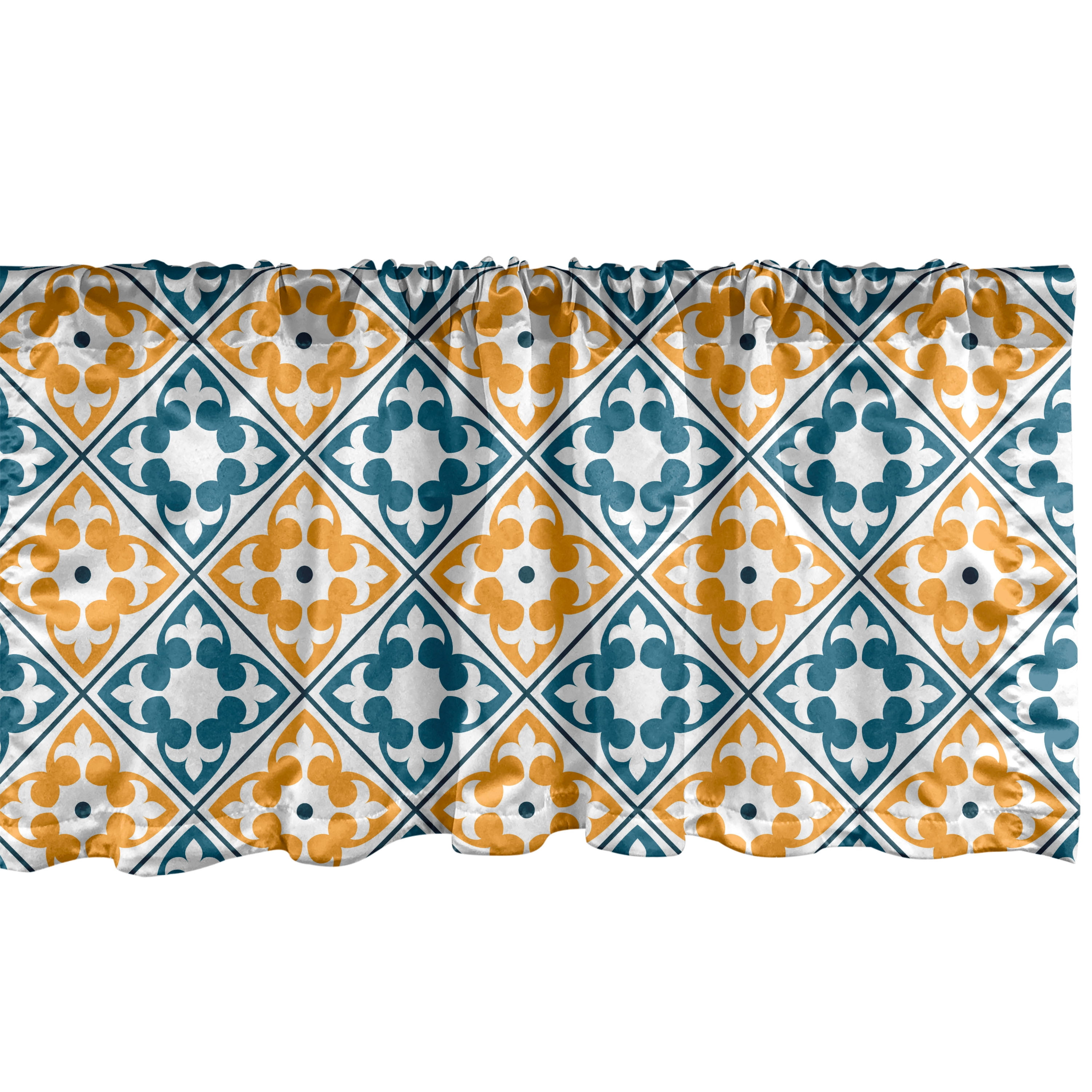 Ambesonne Moroccan Window Valance, Spanish Portuguese Azulejo Inspired ...