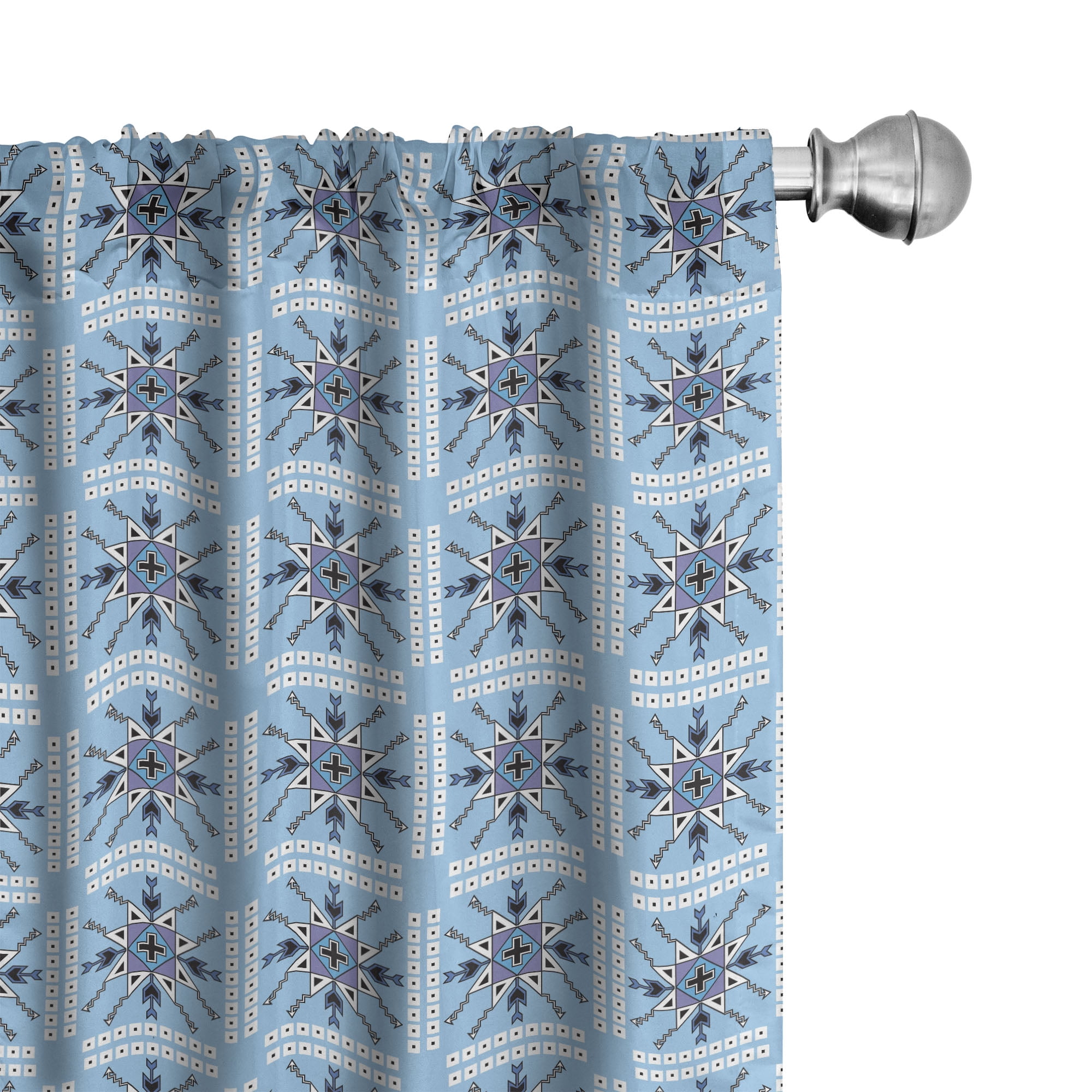 Ambesonne Mosaic Curtains, Continuous Triangle Square, Pair of 28"x84 ...