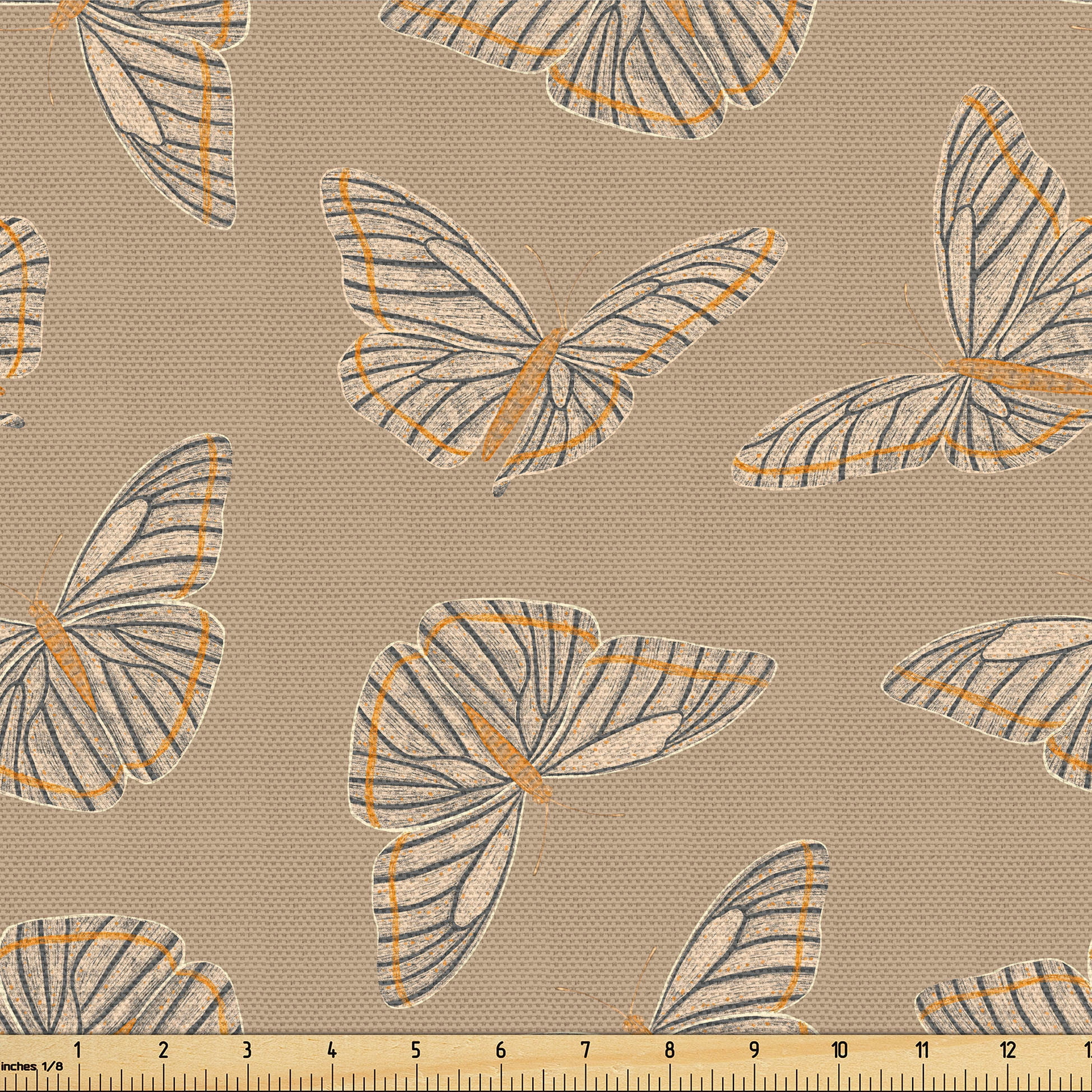 Ambesonne Moth Boho Fabric by the Yard Upholstery, Earthy Wild Wings ...