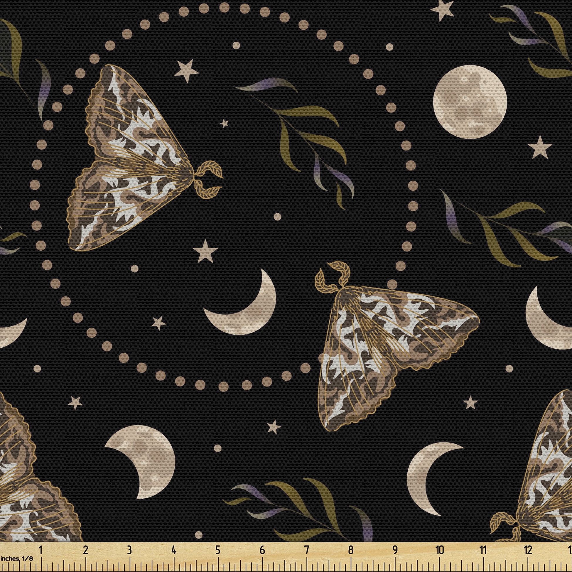 Ambesonne Moth Boho Fabric by the Yard Upholstery, Medieval Wings Lunar ...