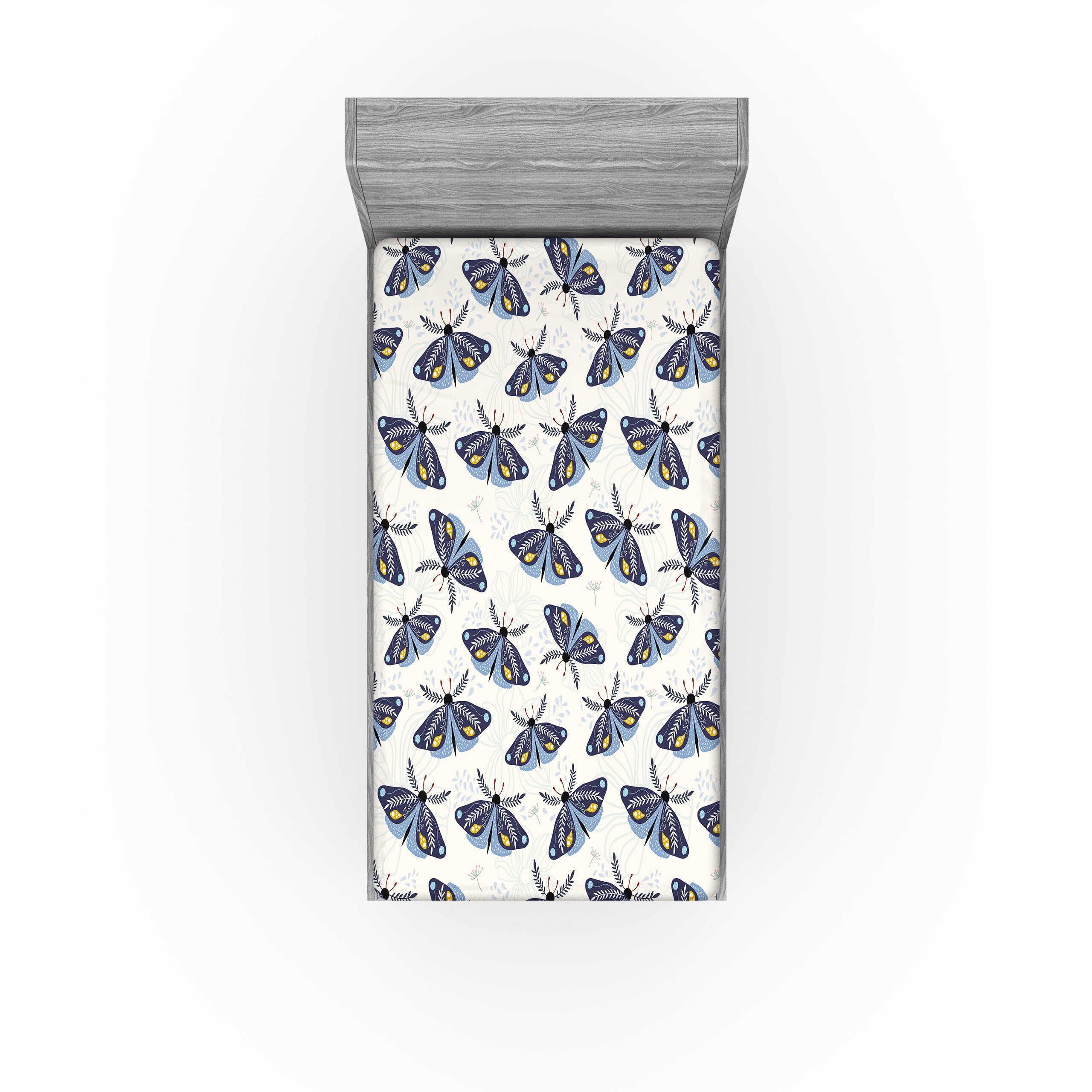 Ambesonne Moth Drawing Fitted Sheet, Jungle Animal Wingy, Twin Size ...