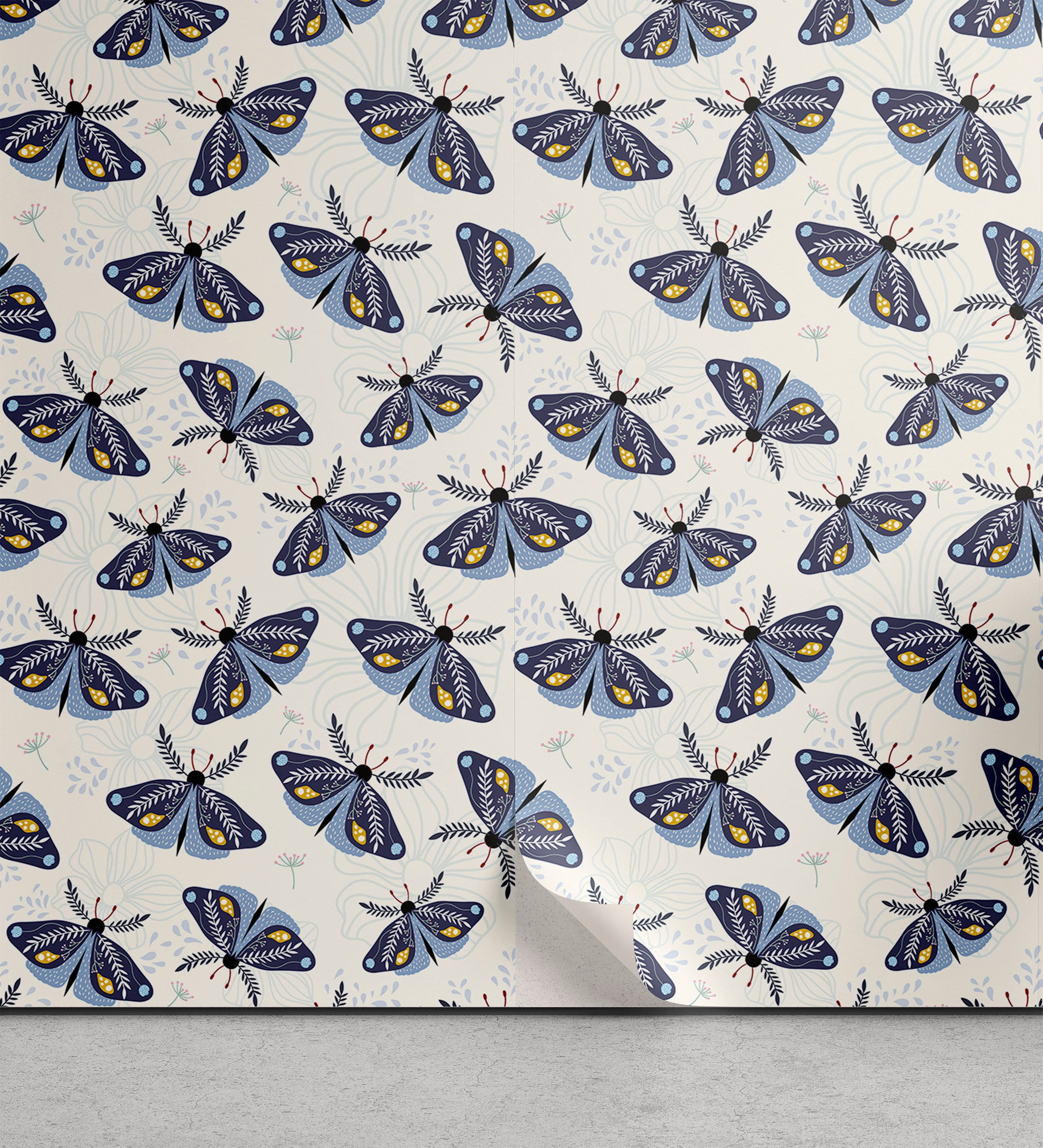 Ambesonne, Moth Drawing Peel & Stick Wallpaper for Home, Jungle Animal ...