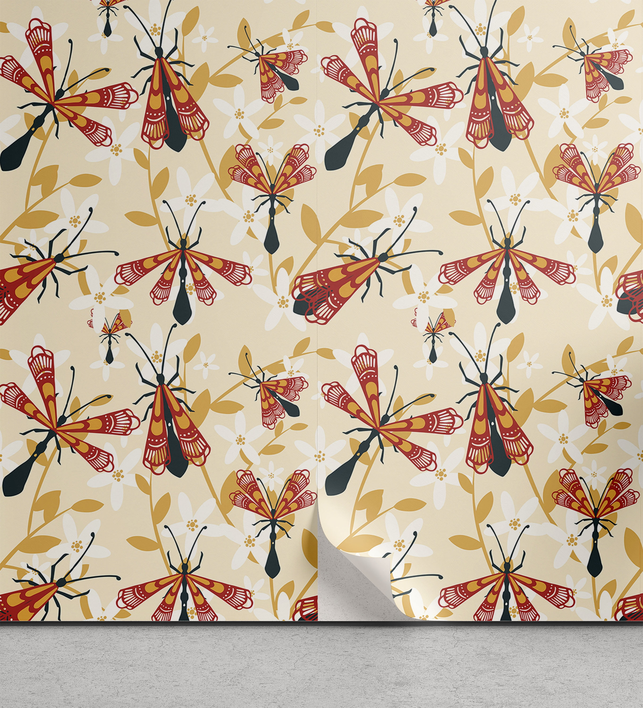 Ambesonne Moth Peel & Stick Wallpaper for Home, Wingy Creature Pattern ...
