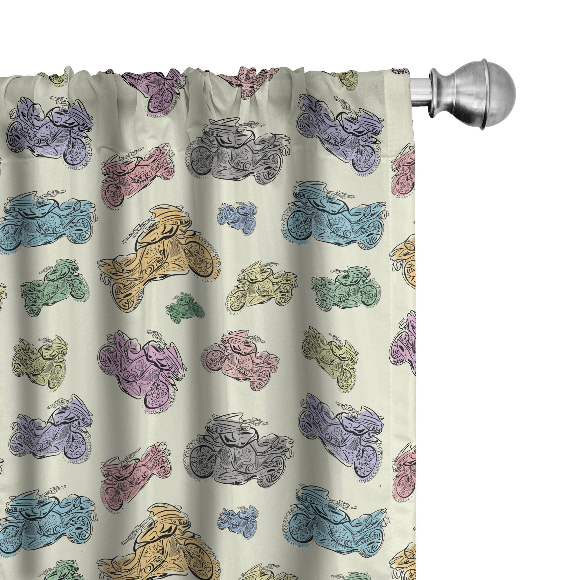 Ambesonne Motorcycle Curtains, Pastel Sketch Art, Pair of 28"x95 ...