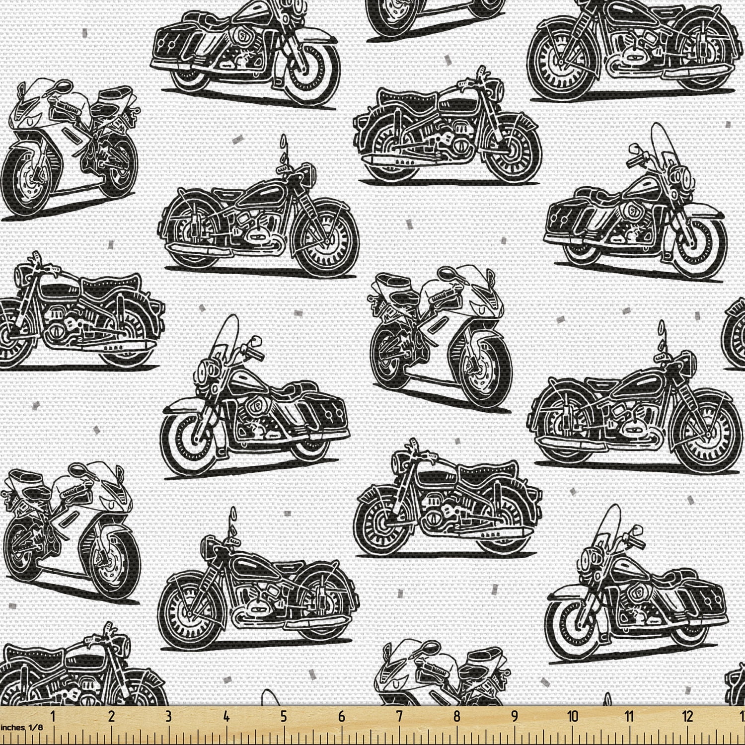 Ambesonne Motorcycle Fabric by the Yard Upholstery, Retro Style ...