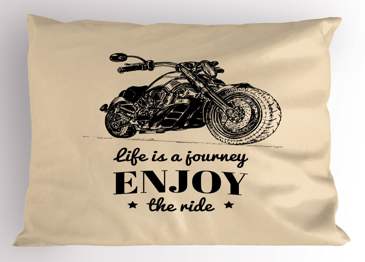 Ambesonne Motorcycle Pillow Sham, Monotone Chopper, 26" X 20", Beige ...