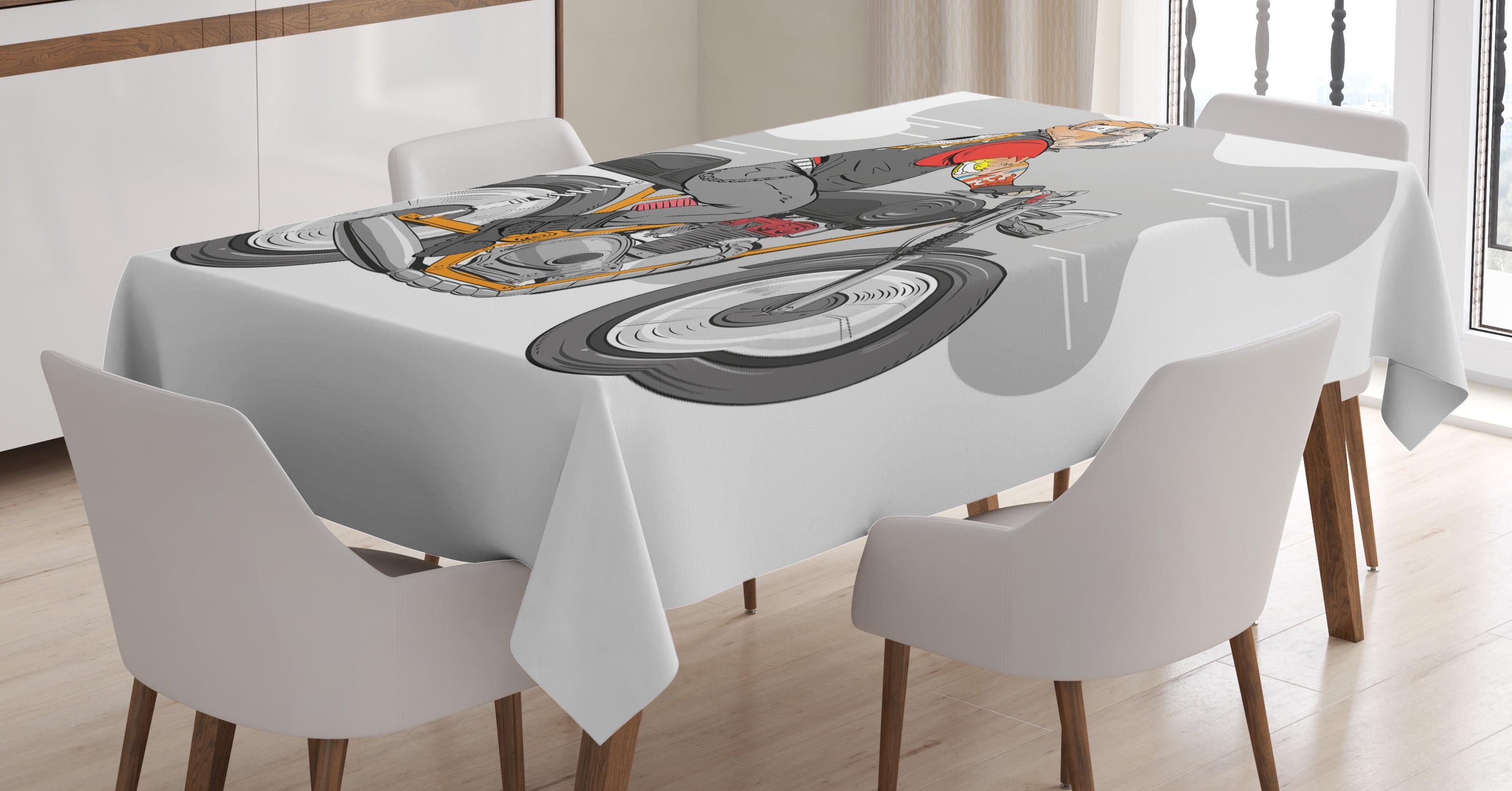 Ambesonne Motorcycle Tablecloth Rectangular Table Cover, English ...