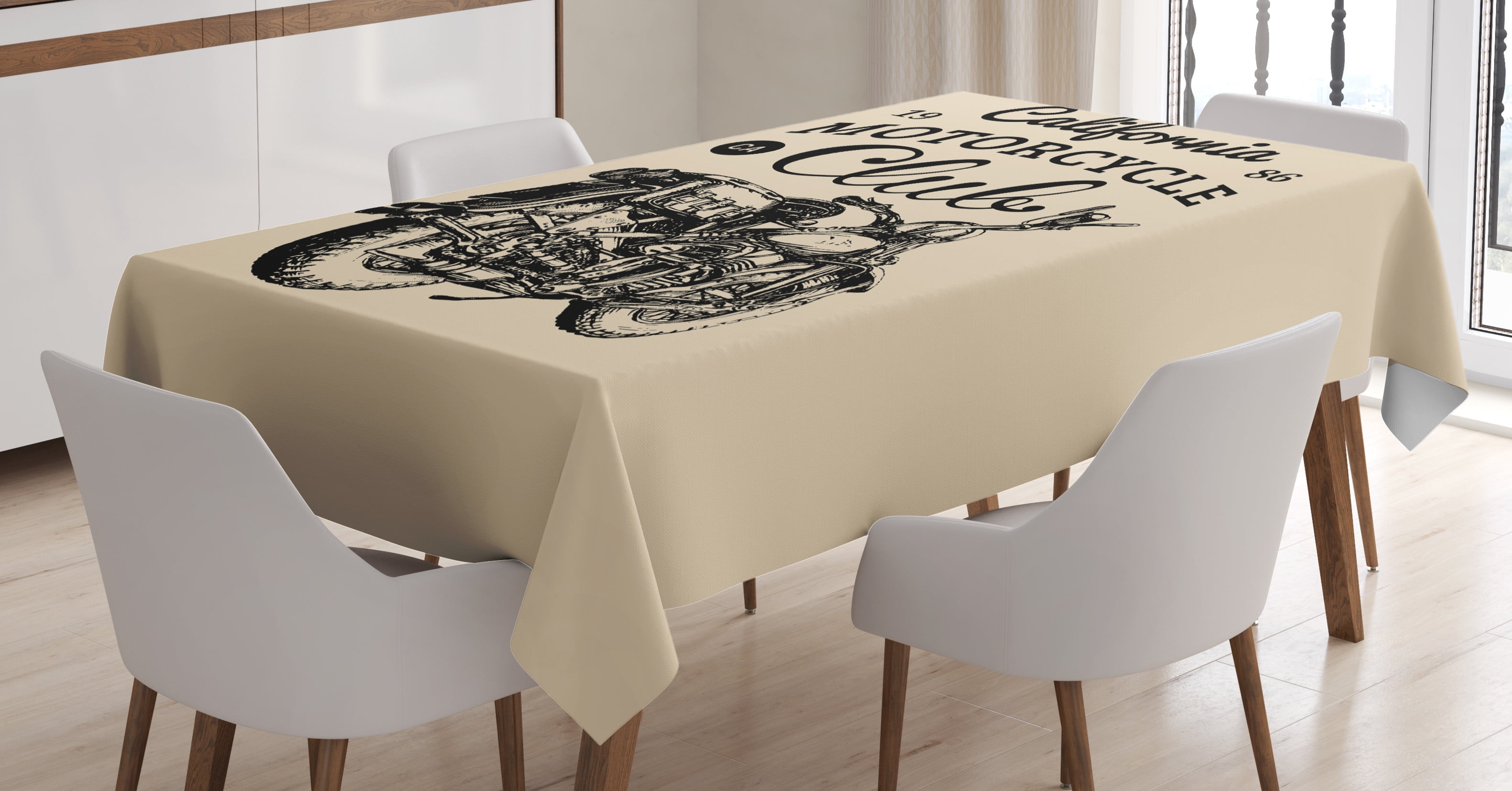 Ambesonne Motorcycle Tablecloth Rectangular Table Cover, Vintage ...