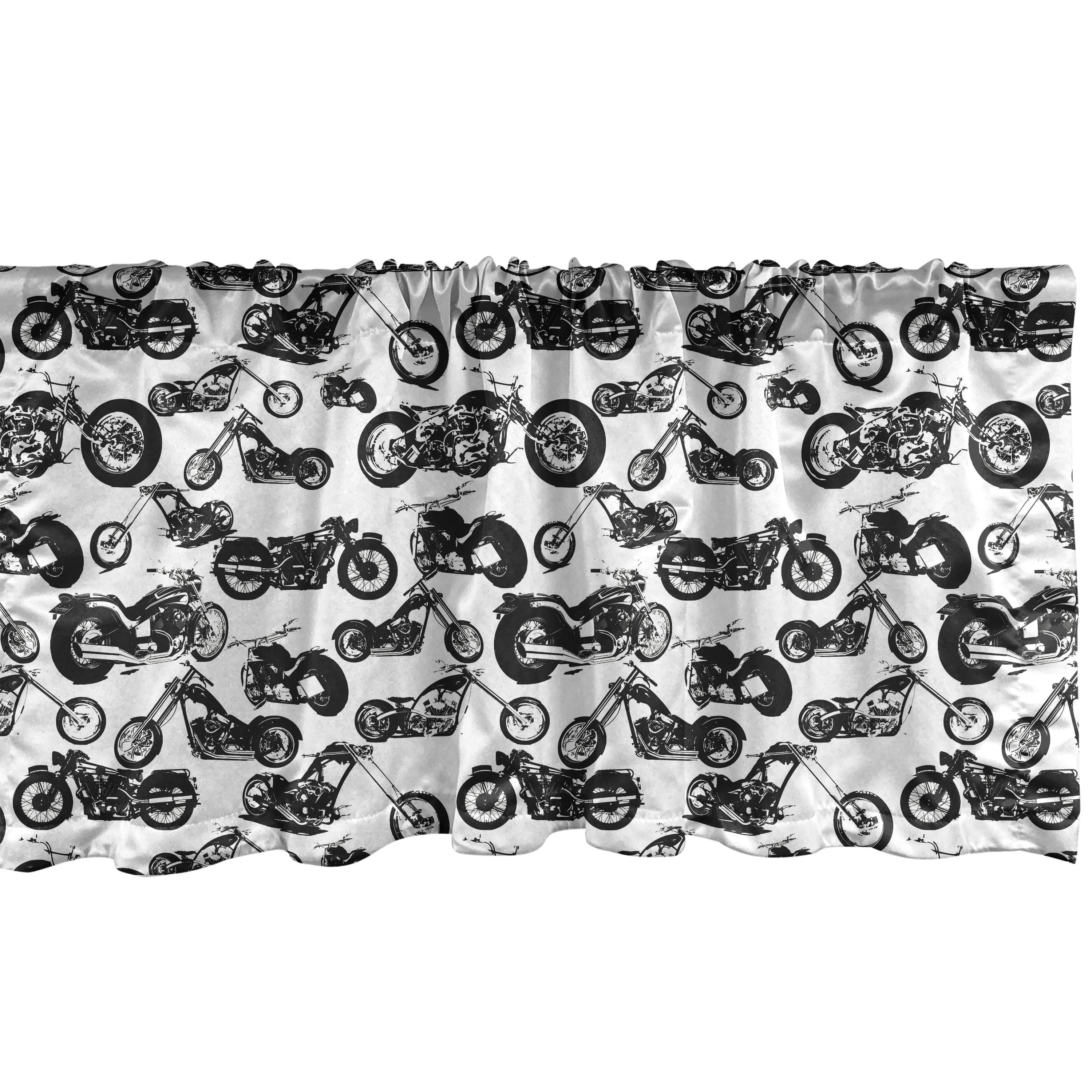 Ambesonne Motorcycle Window Valance, Retro Chopper Design, 54" X 12 ...