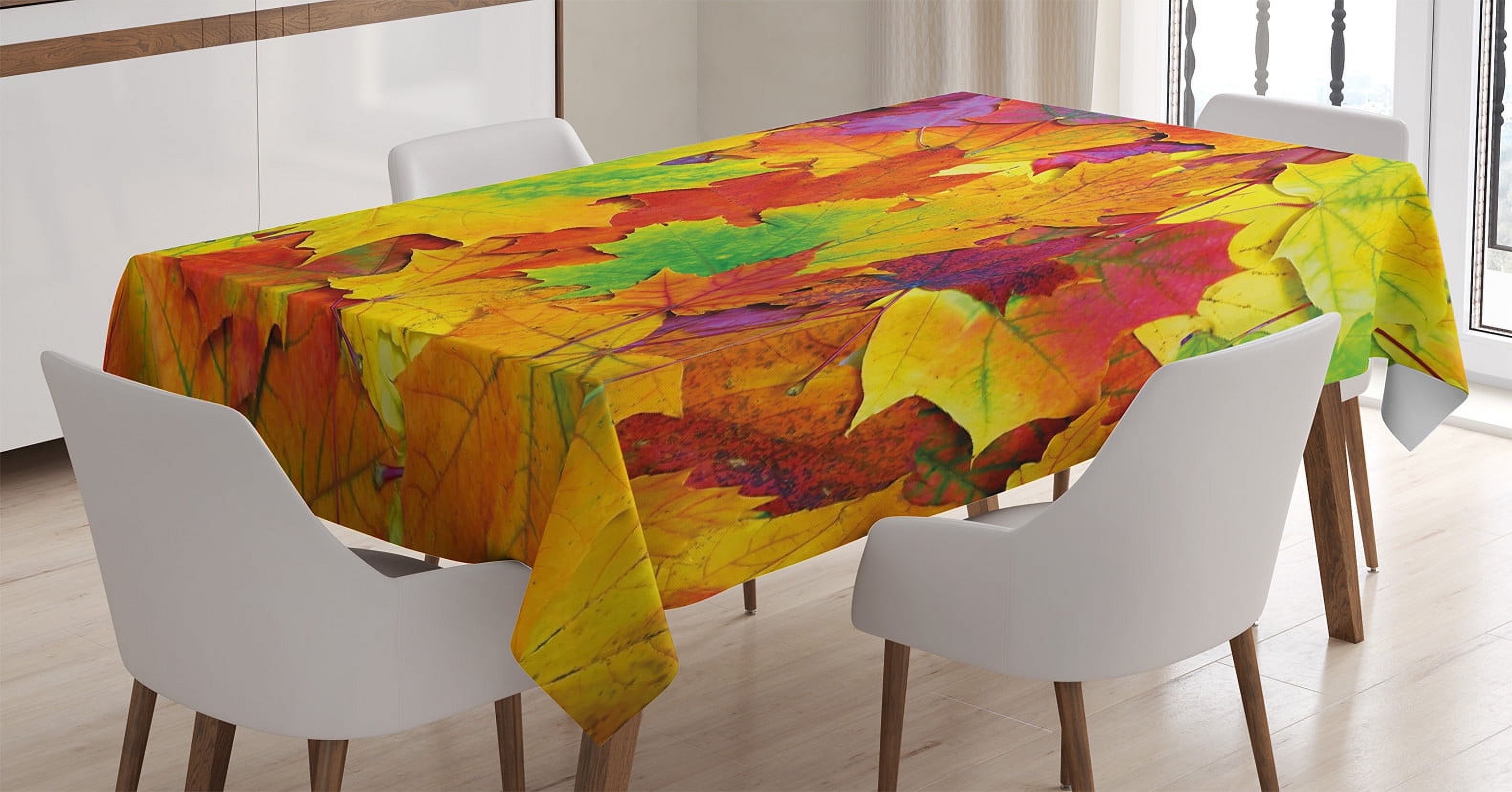 Ambesonne Mountain Tablecloth Rectangular Table Cover, Colorful Maple ...