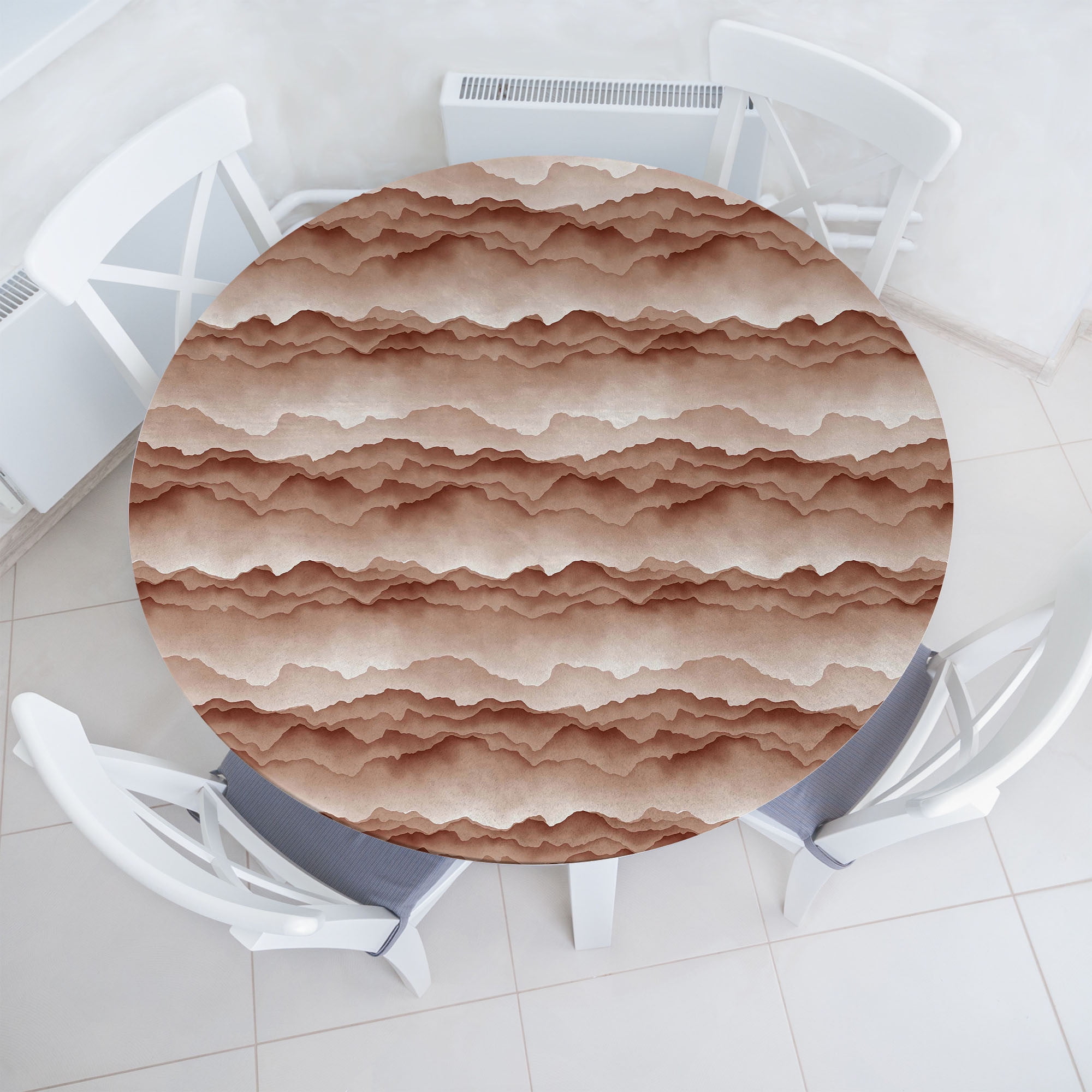 Ambesonne Mountains Fitted Round Tablecloth, Earthy Hills Landscape, 56 ...