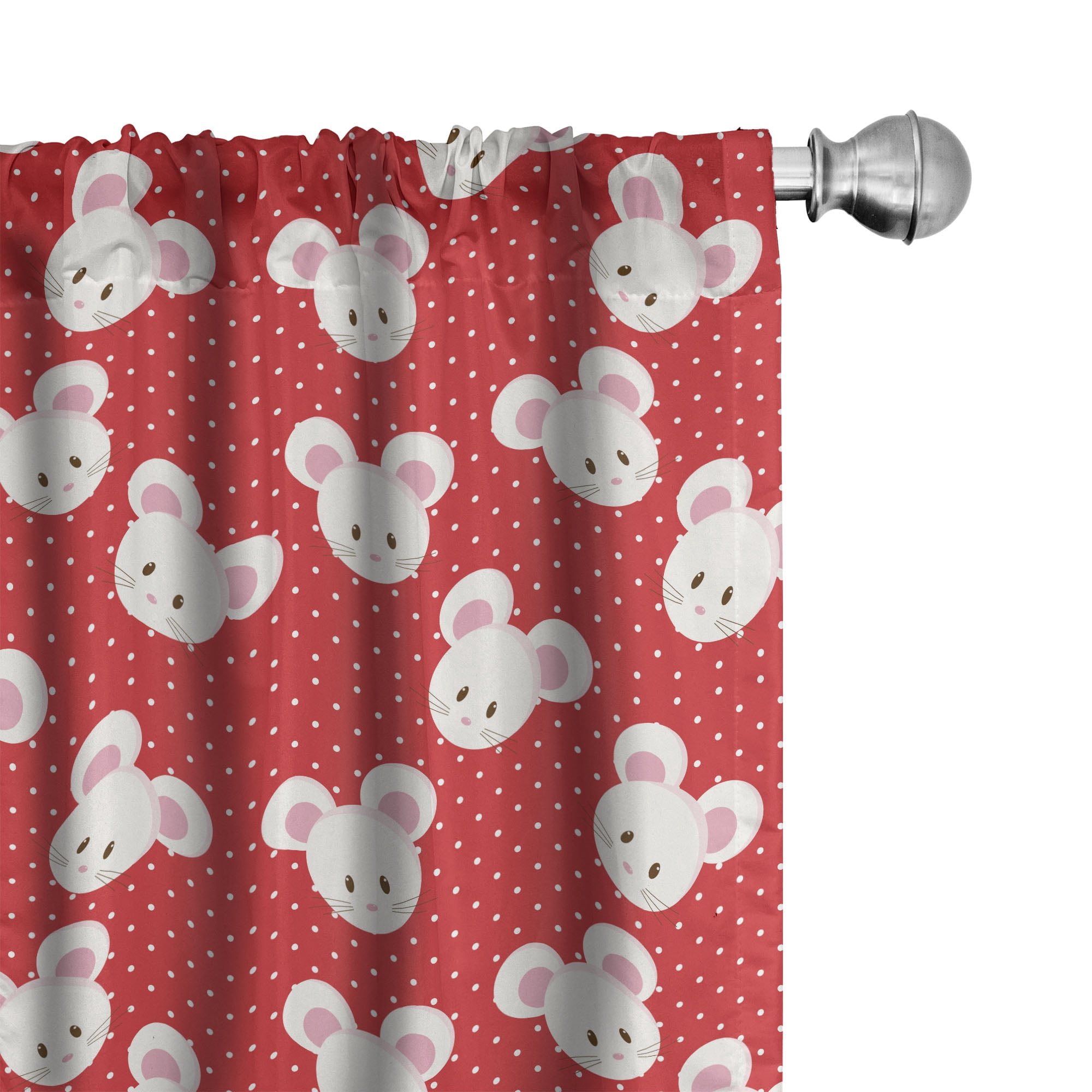 Ambesonne Mouse Curtains, Animal on Warm Polka Dots, Pair of 28"x84 ...
