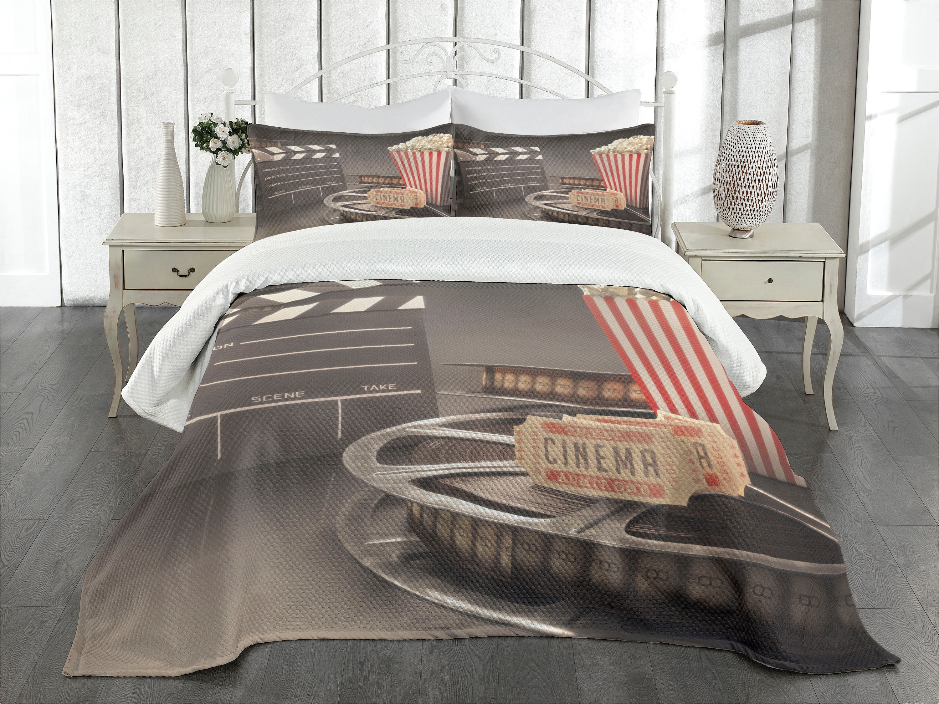 Ambesonne Movie Theater Quilted Bedspread Set 3 Pcs, Motion Picture ...