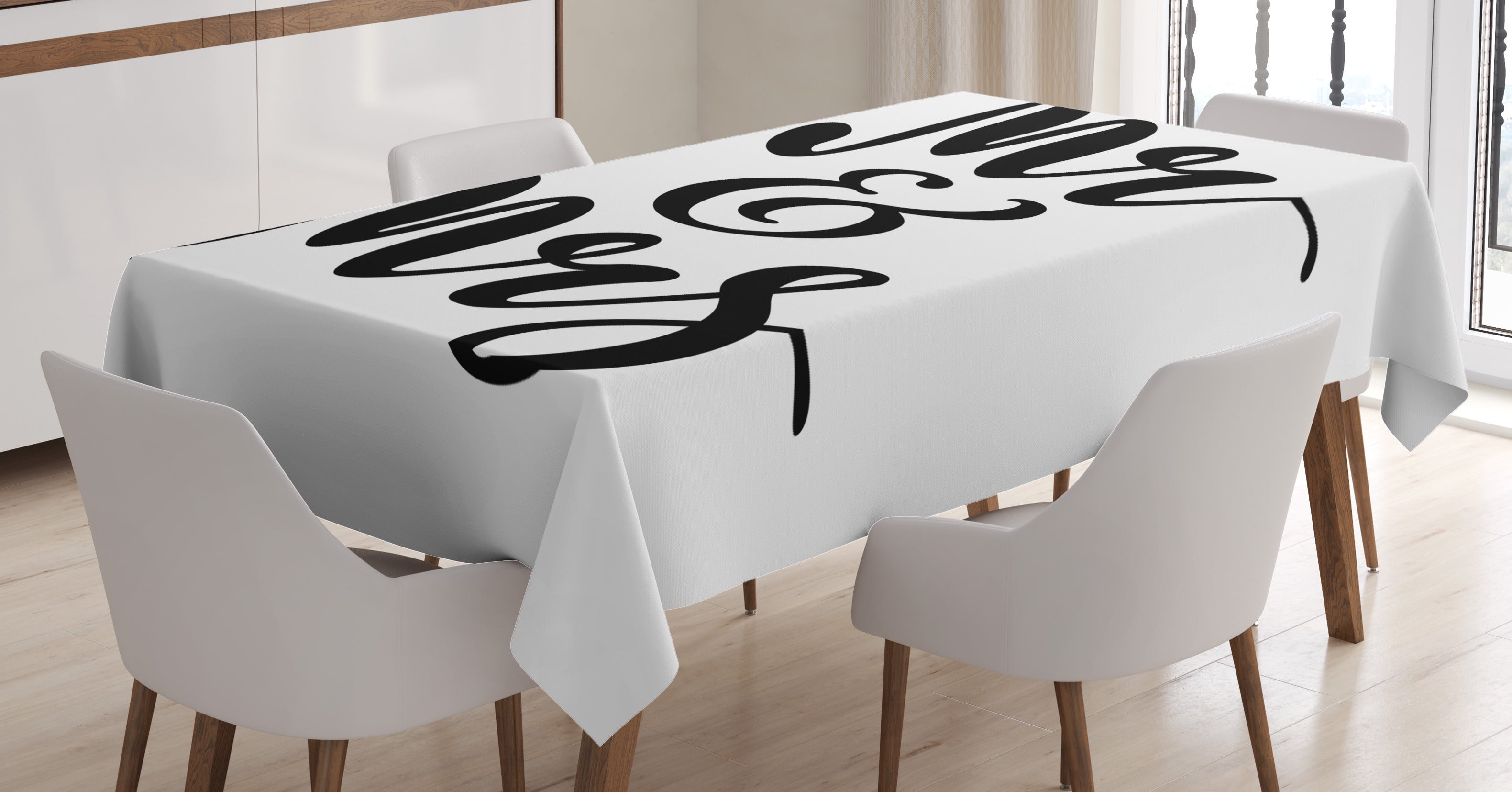 Ambesonne Mr Mrs Tablecloth Rectangular Table Cover, Hand Lettering ...