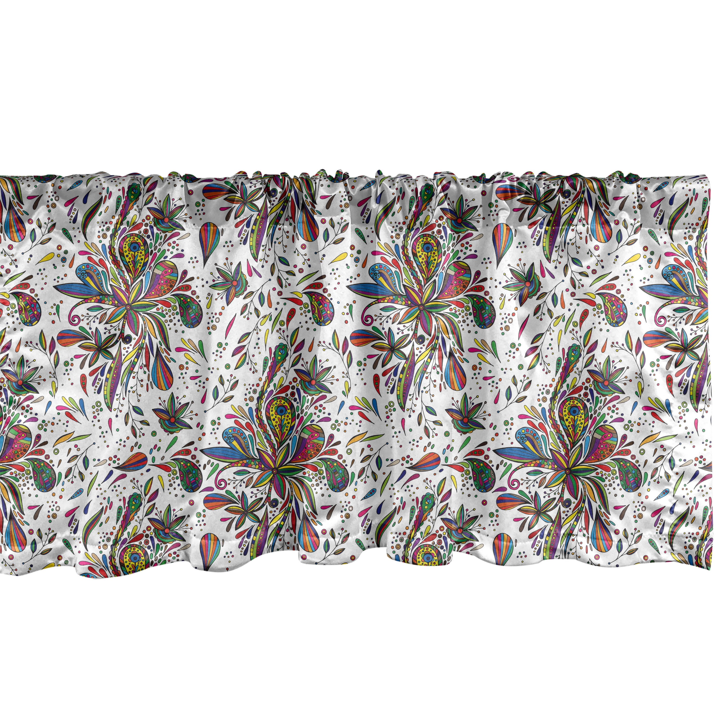 Ambesonne Multicolor Window Valance, Flora Pattern, 54" X 18 ...