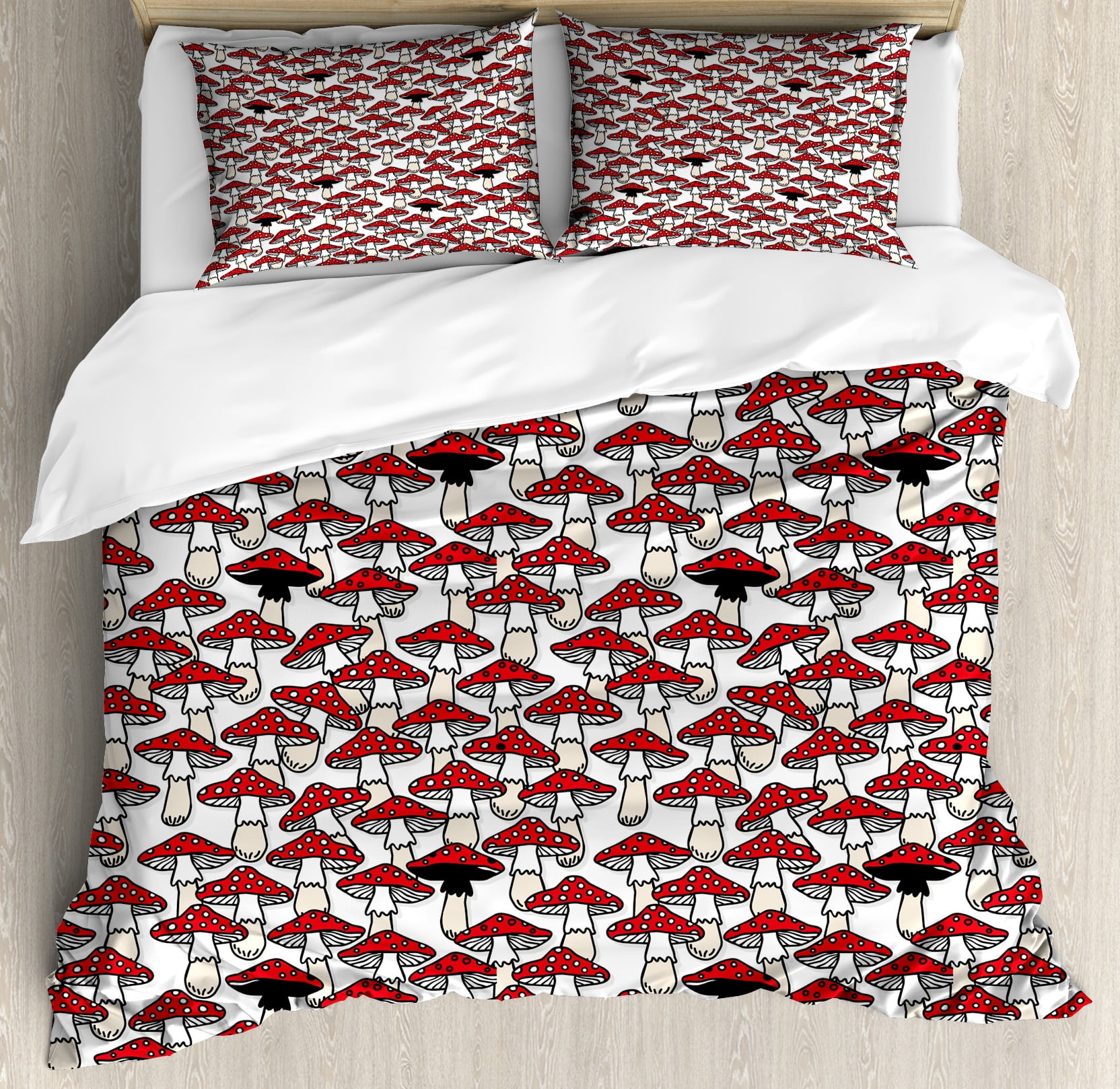 Ambesonne Mushroom Duvet Cover Sets, Toadstool Vegetable Art, 2-King ...