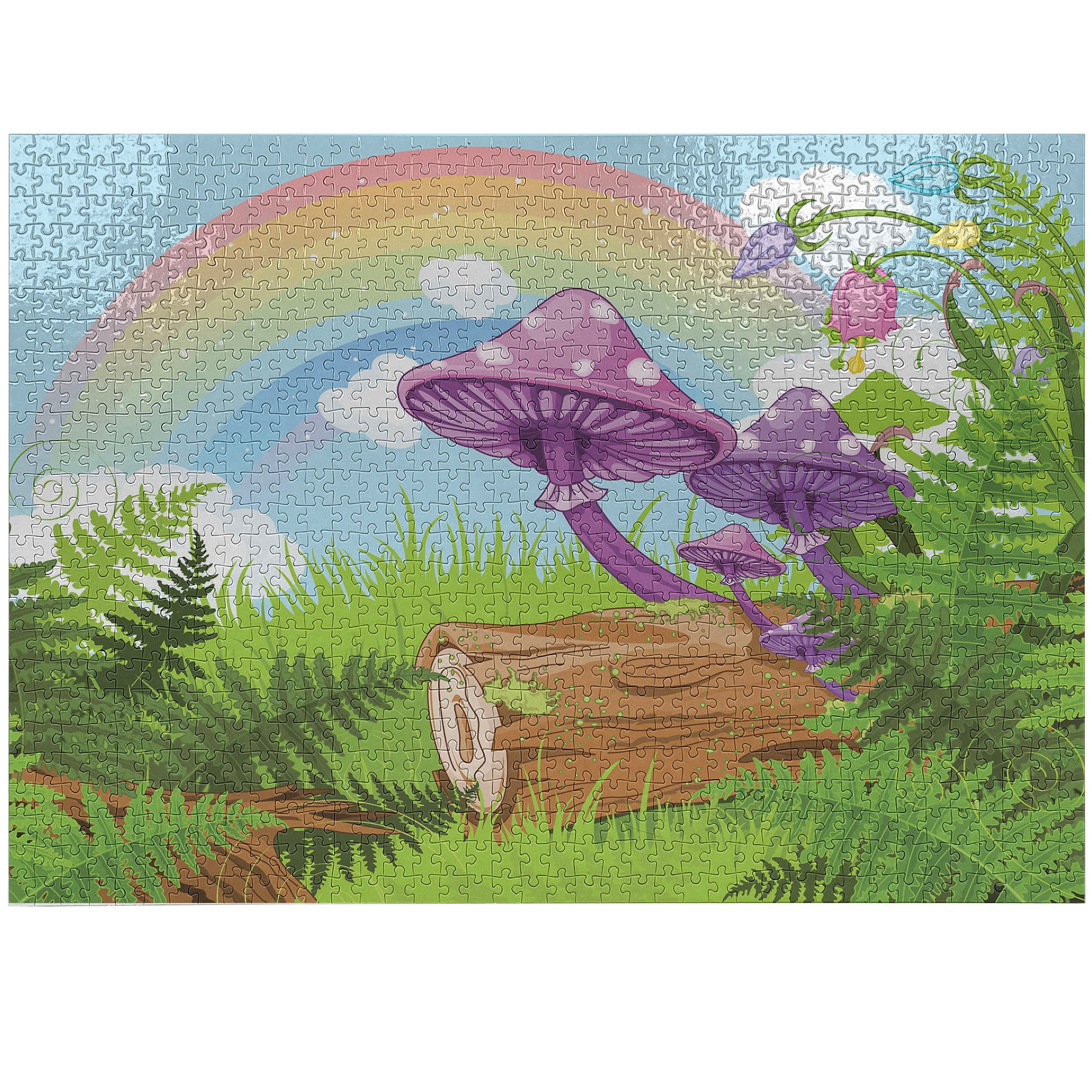 Ambesonne Mushroom Jigsaw Puzzle, Woods Grass Cartoon Art, Heirloom ...