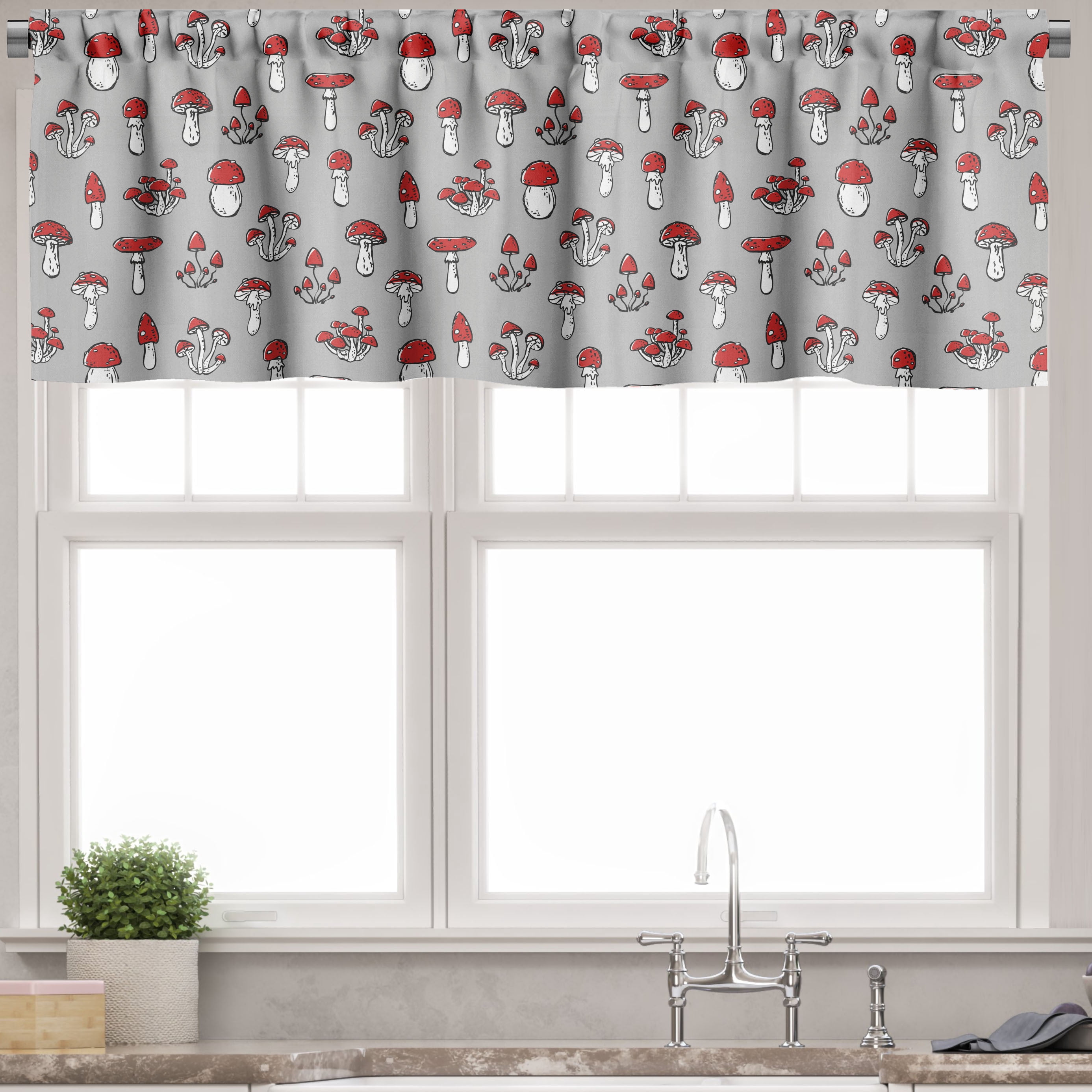 Ambesonne Mushroom Valance Pack of 2, Continuous Woods Neutral, 54"X12 ...