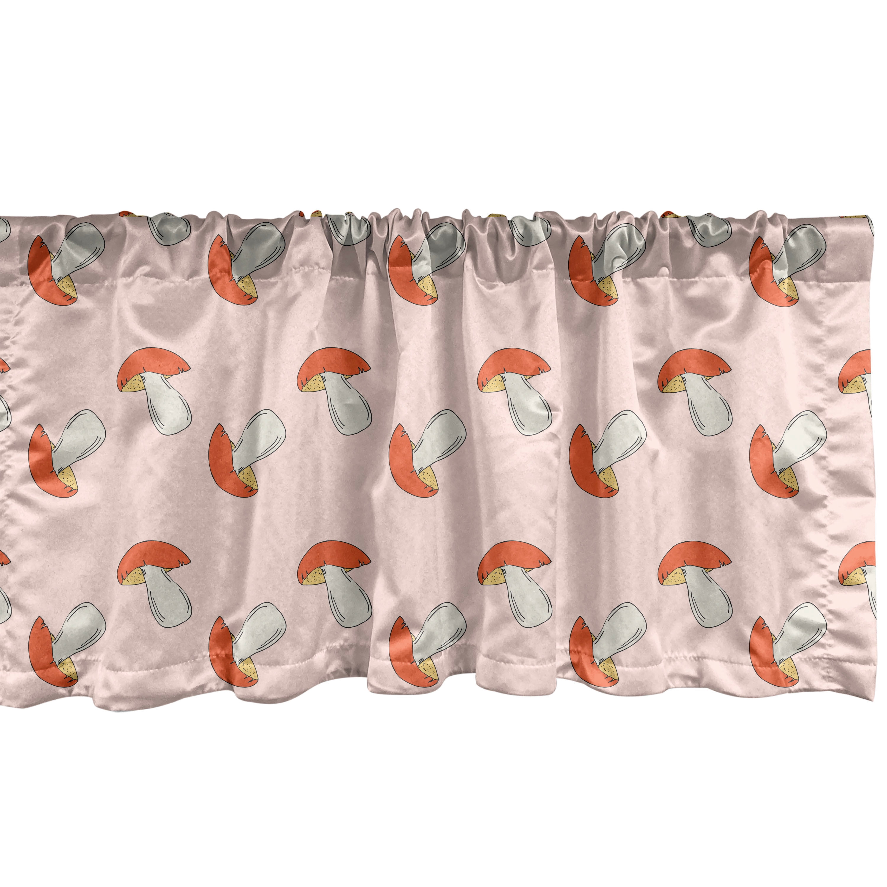 Ambesonne Mushroom Valance Pack of 2, Doodle Style Mushrooms, 54"X18 ...