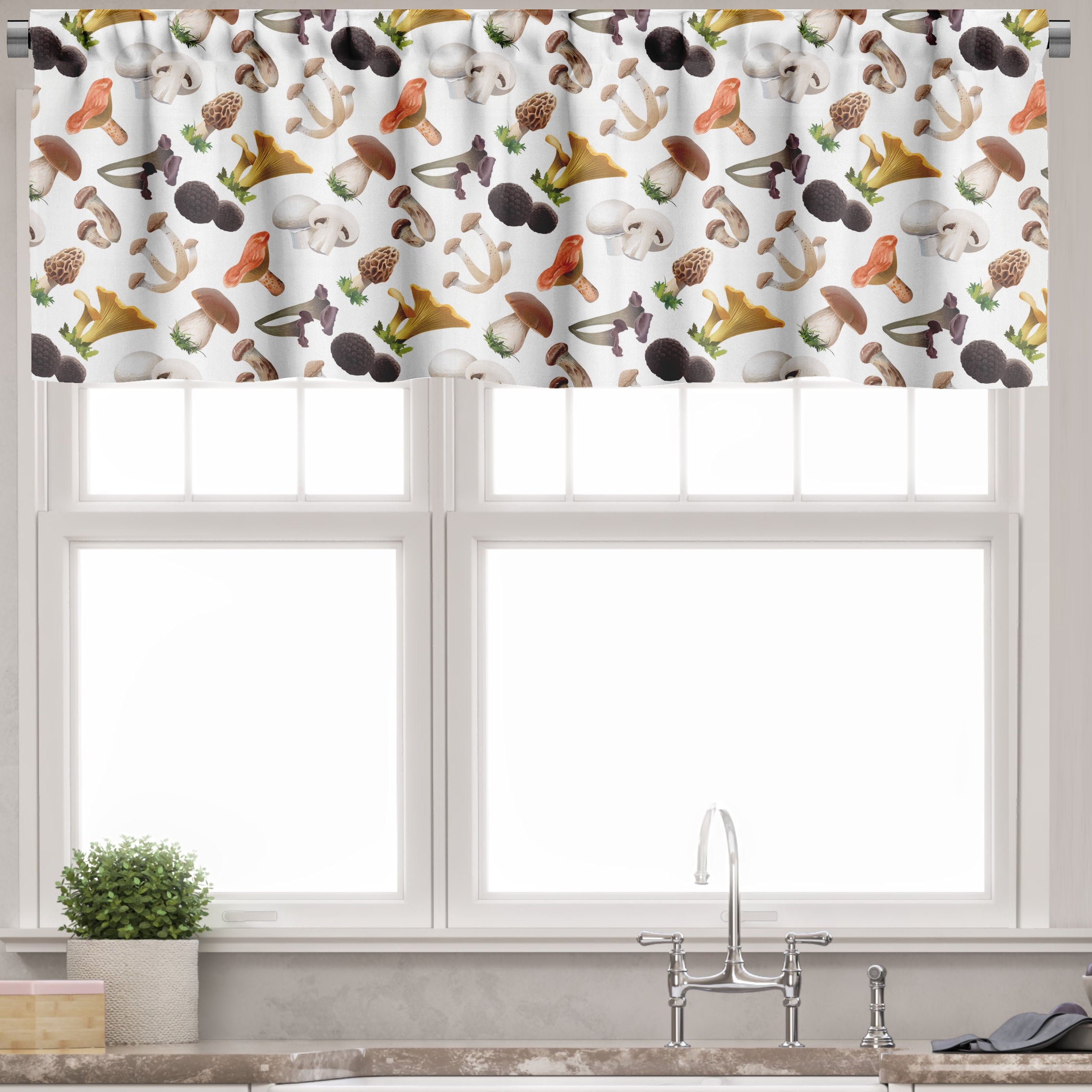 Ambesonne Mushroom Valance Pack of 2, Realistic Style Fresh, 54"X12 ...