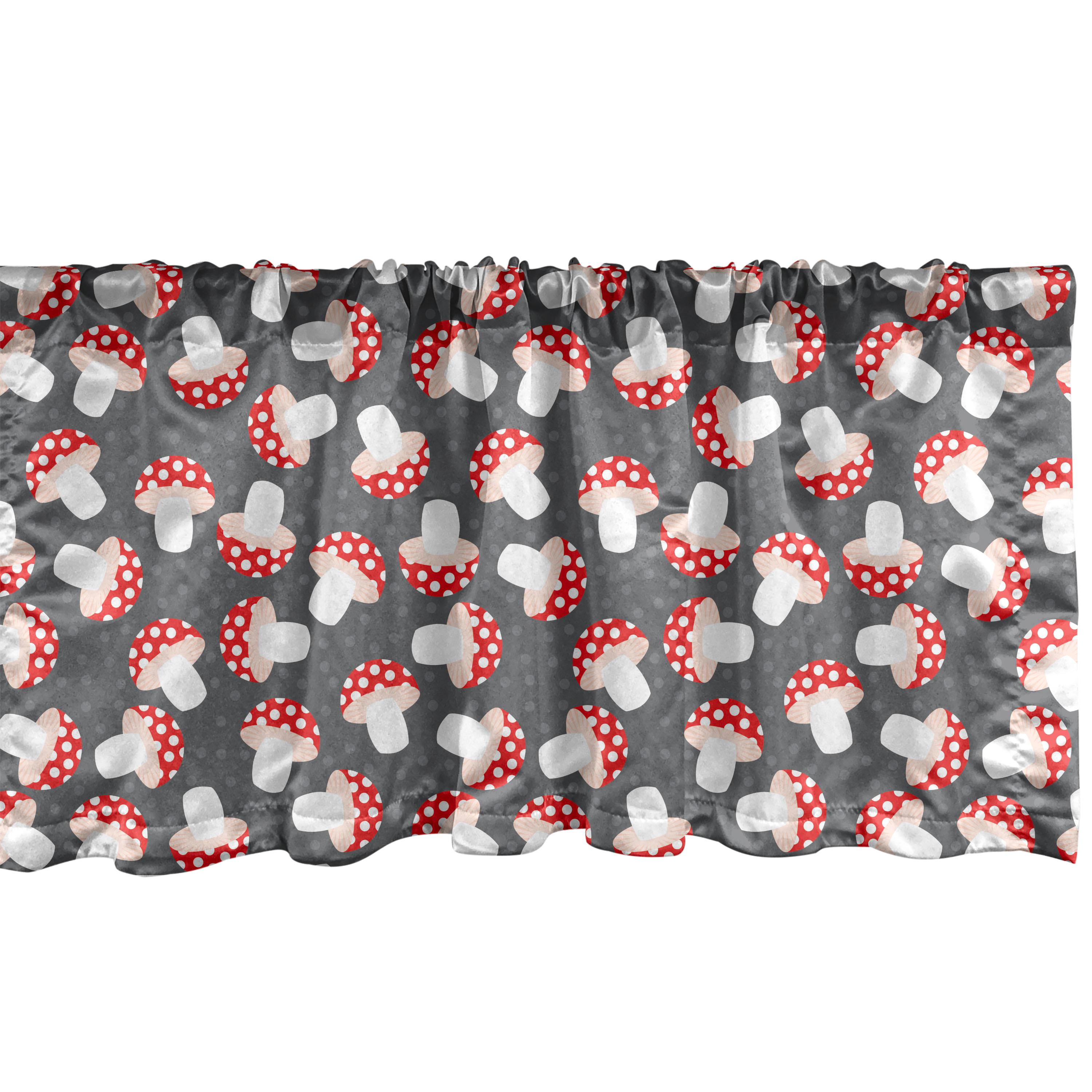Ambesonne Mushroom Window Valance, Cartoon Style Amanita Mushrooms on ...