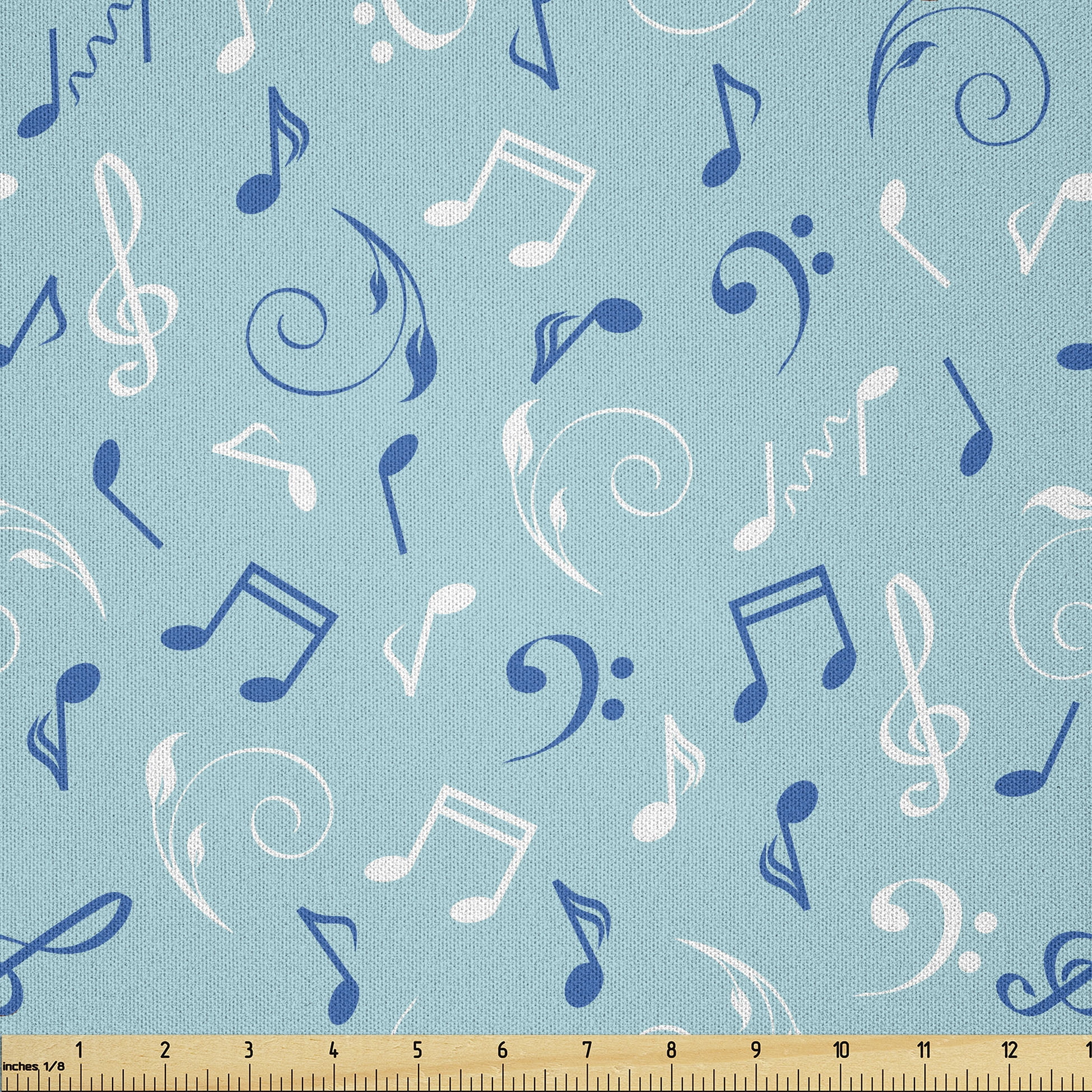 Ambesonne Music Note Fabric by the Yard Microfiber, Vintage Doodle ...