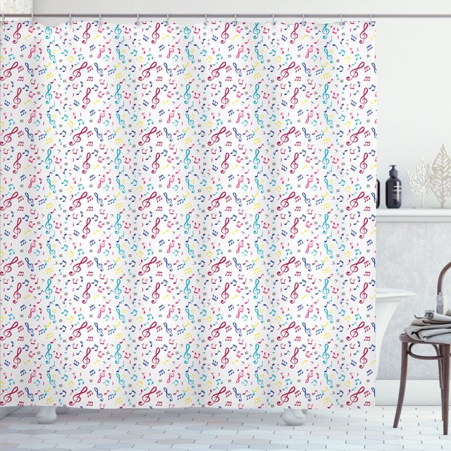 Ambesonne Music Note Shower Curtain Colorful Treble Clefs 69wx75l