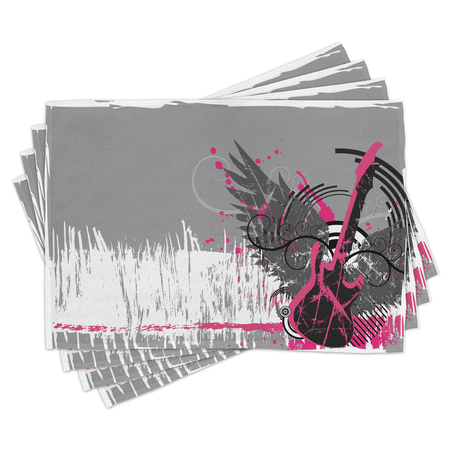 Ambesonne Music Place Mats Set of 4, Emo Rock Trippy Grunge, Standard ...