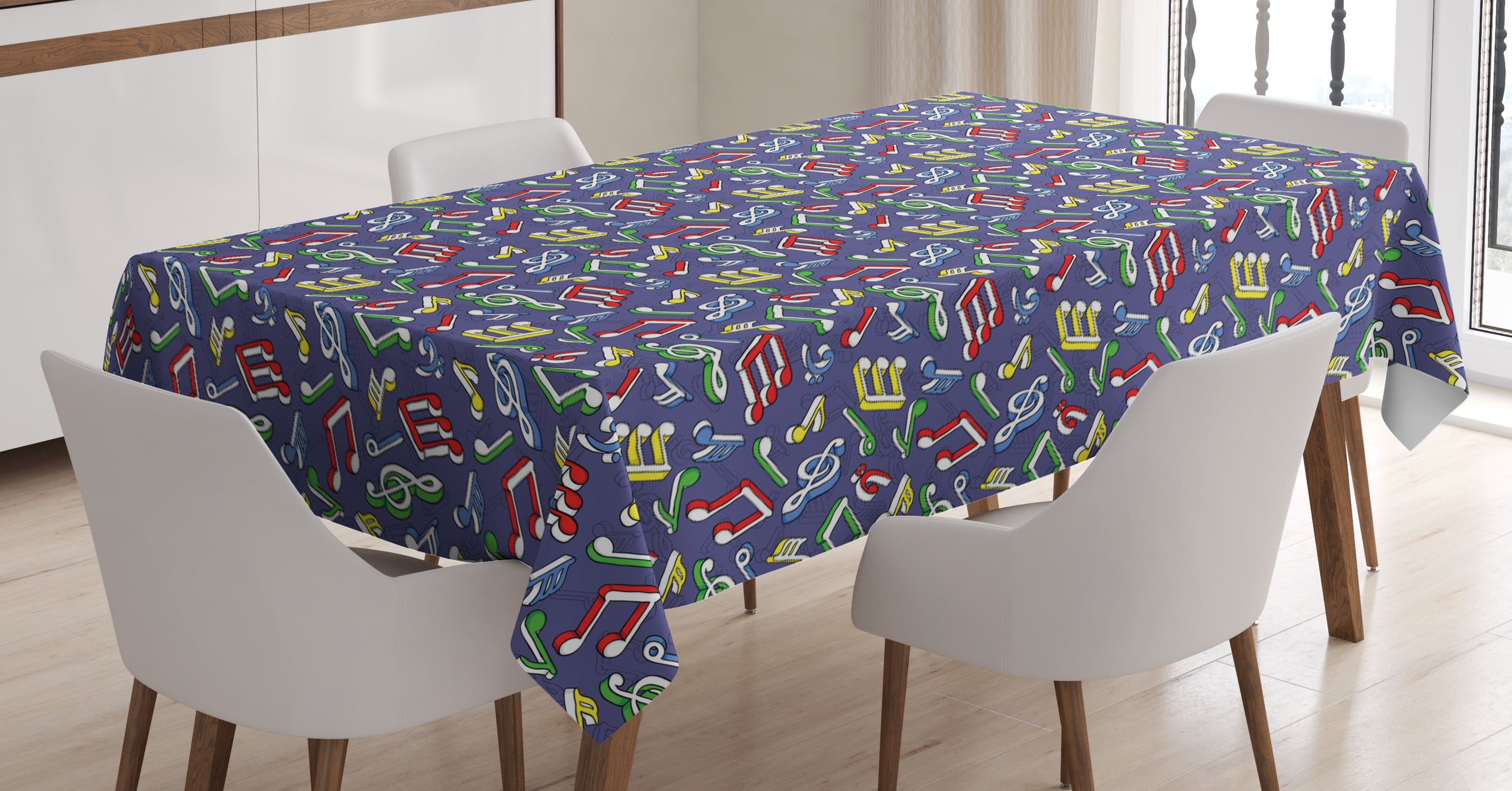 Ambesonne Music Tablecloth Rectangular Table Cover, Cartoon Colorful ...