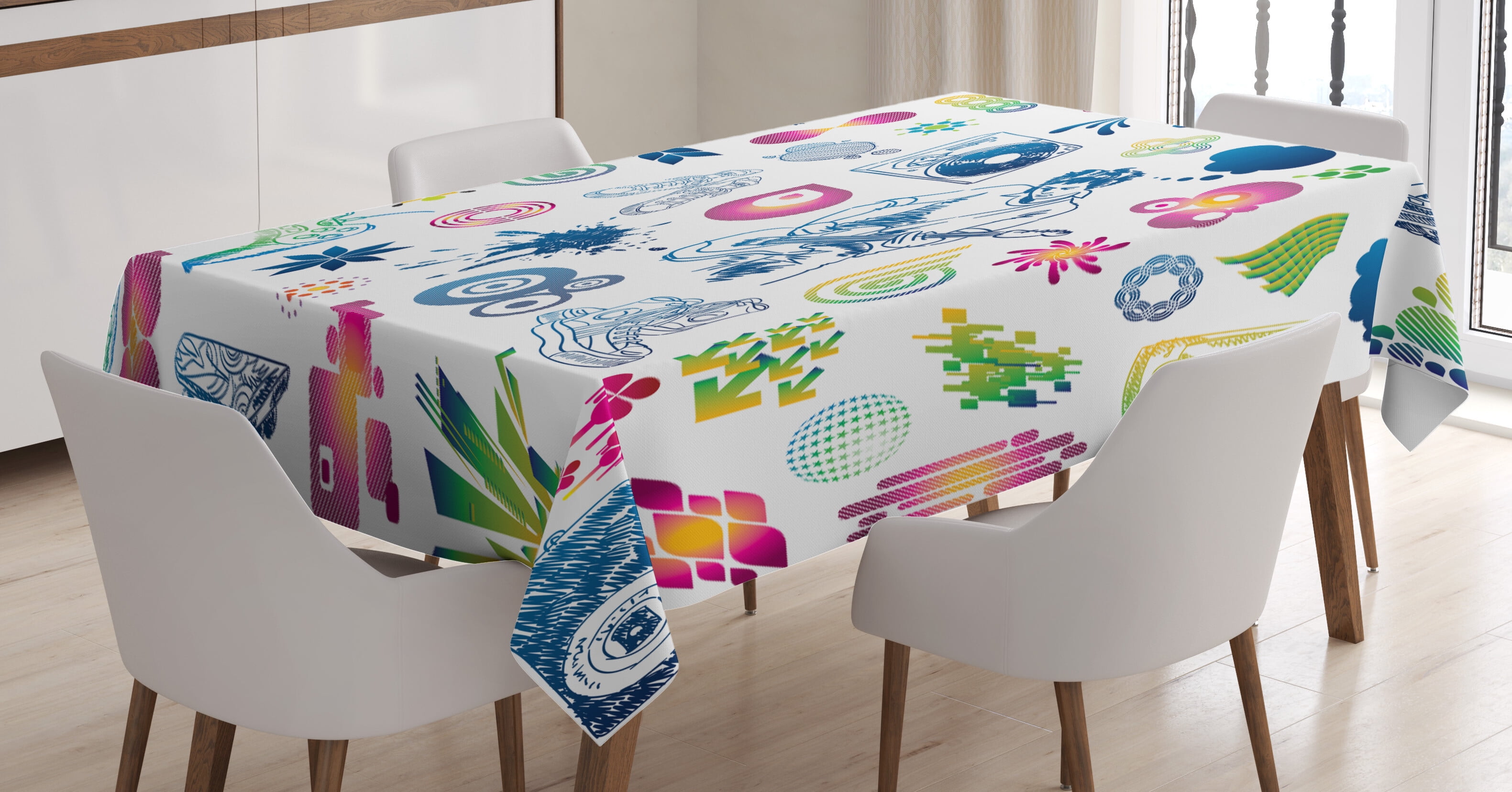 Ambesonne Music Tablecloth Rectangular Table Cover, Modern Ombre Guitar ...