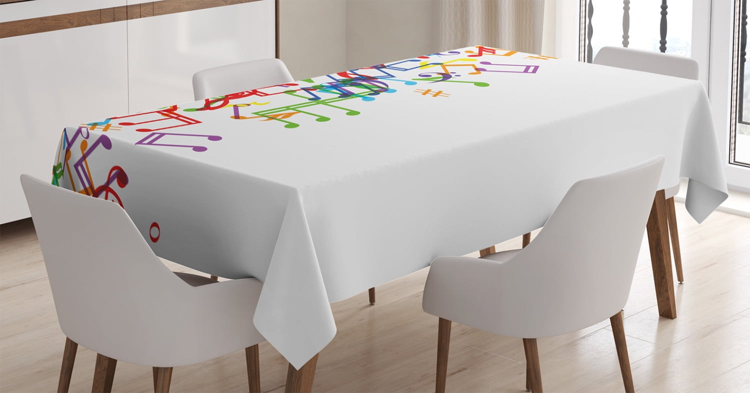 Ambesonne Music Tablecloth Rectangular Table Cover, Rhthm Tempo Melody ...