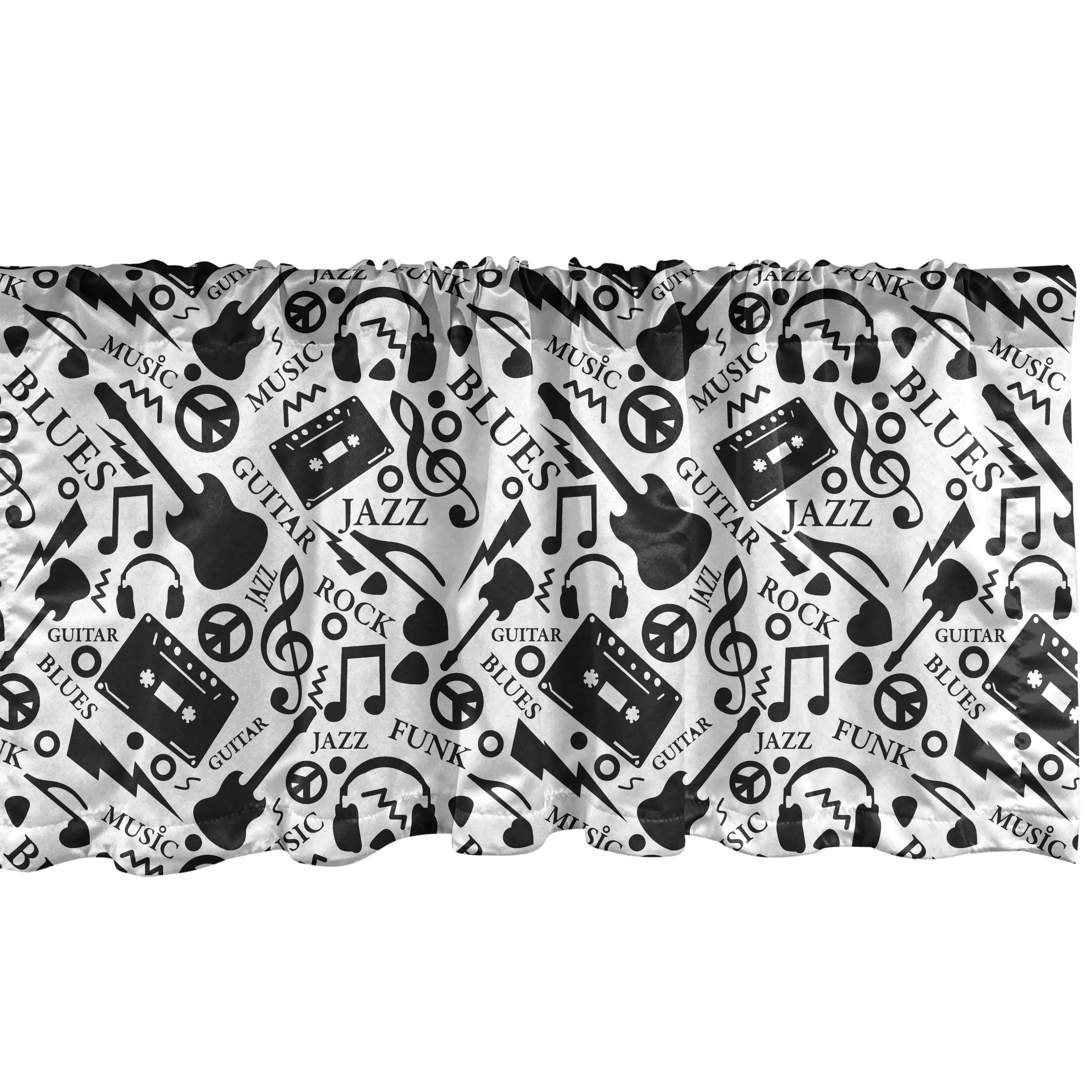 Ambesonne Music Window Valance, Blues Jazz Punk Rock Sign, 54" X 18 ...