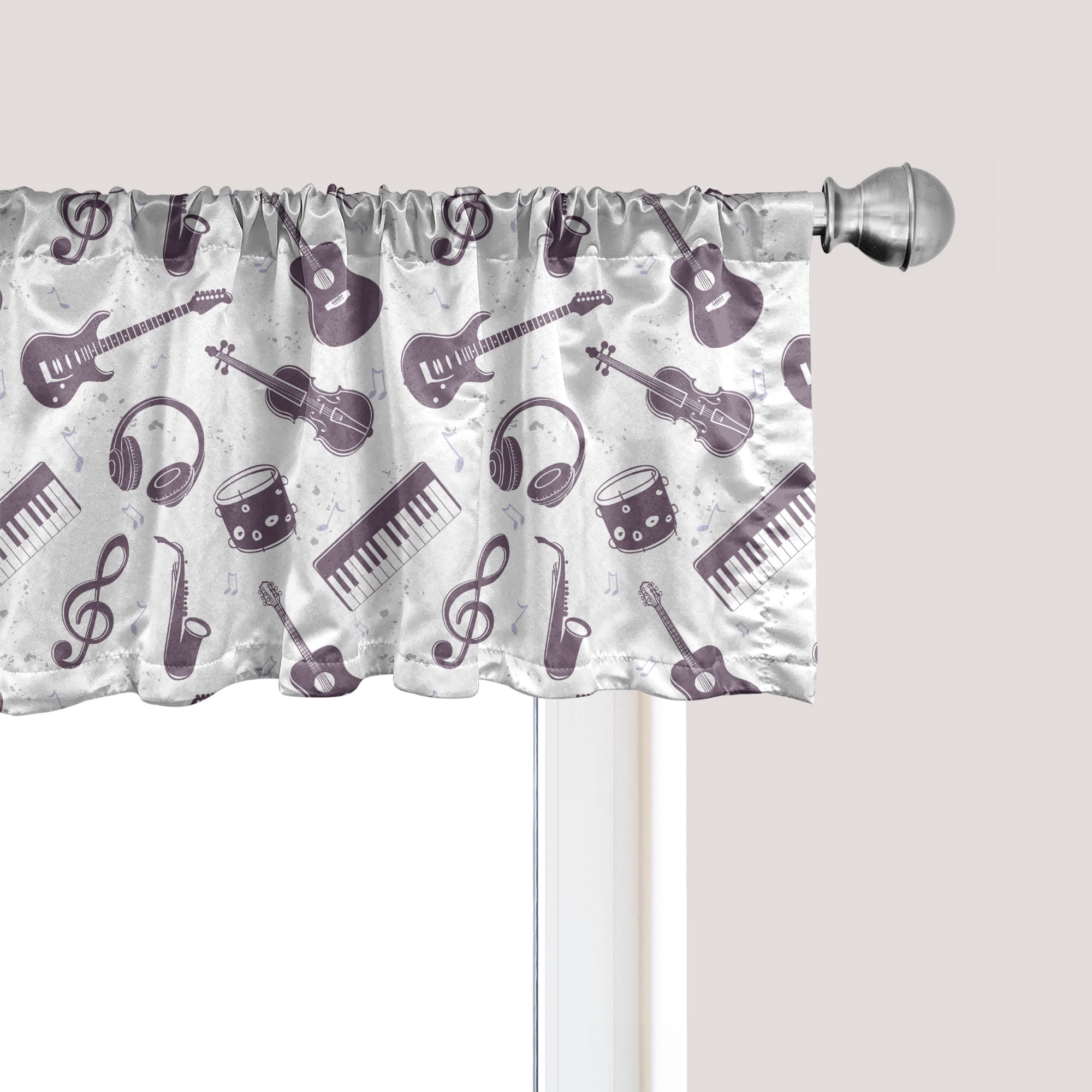 Ambesonne Music Window Valance, Musical Instruments and Notes, 54" X 18 ...
