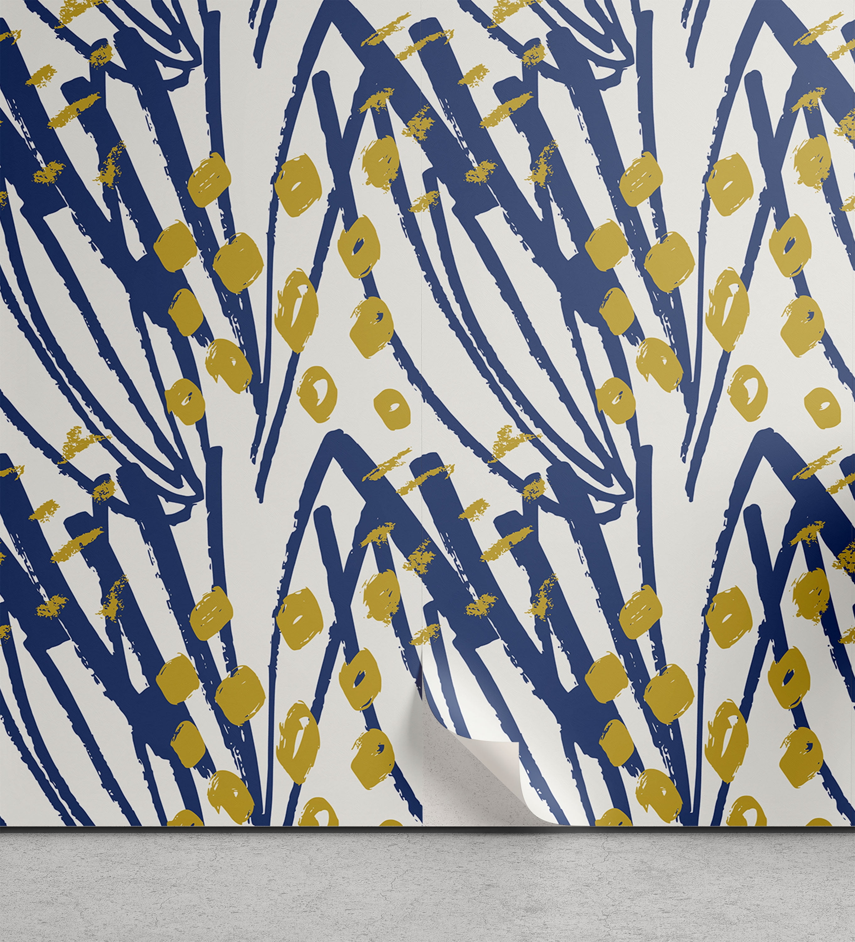 Ambesonne Mustard Peel & Stick Wallpaper for Home, Modern Doodles Spots ...