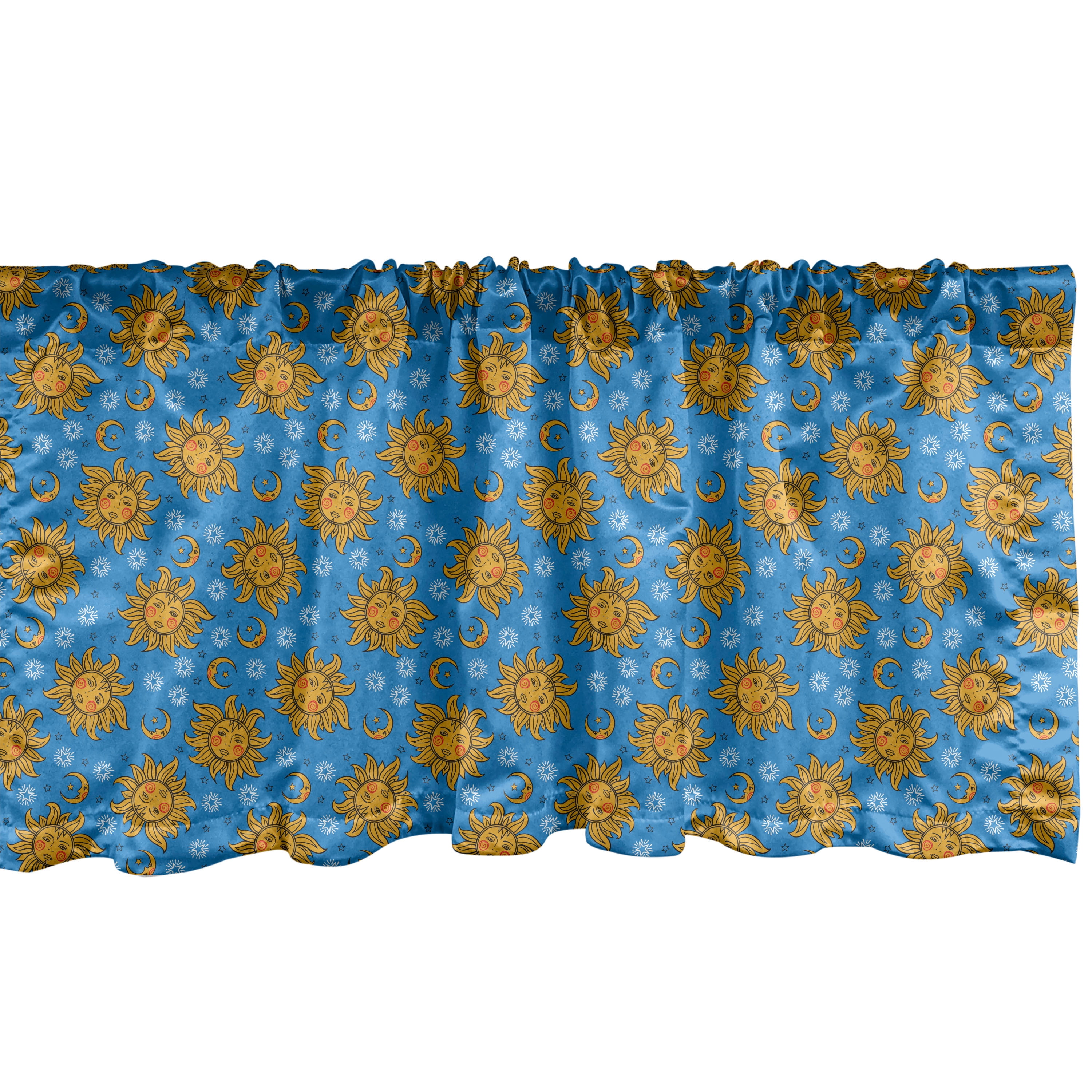 Ambesonne Mystic Window Valance, Sun and Moon with Face Stars, 54" X 18 ...