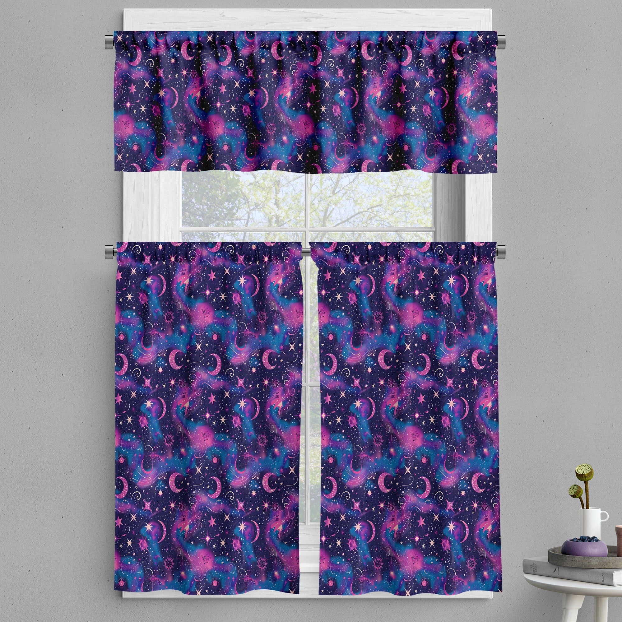 Ambesonne Mystical Valance & Curtain 3 Pcs Set, Magic Astrological ...