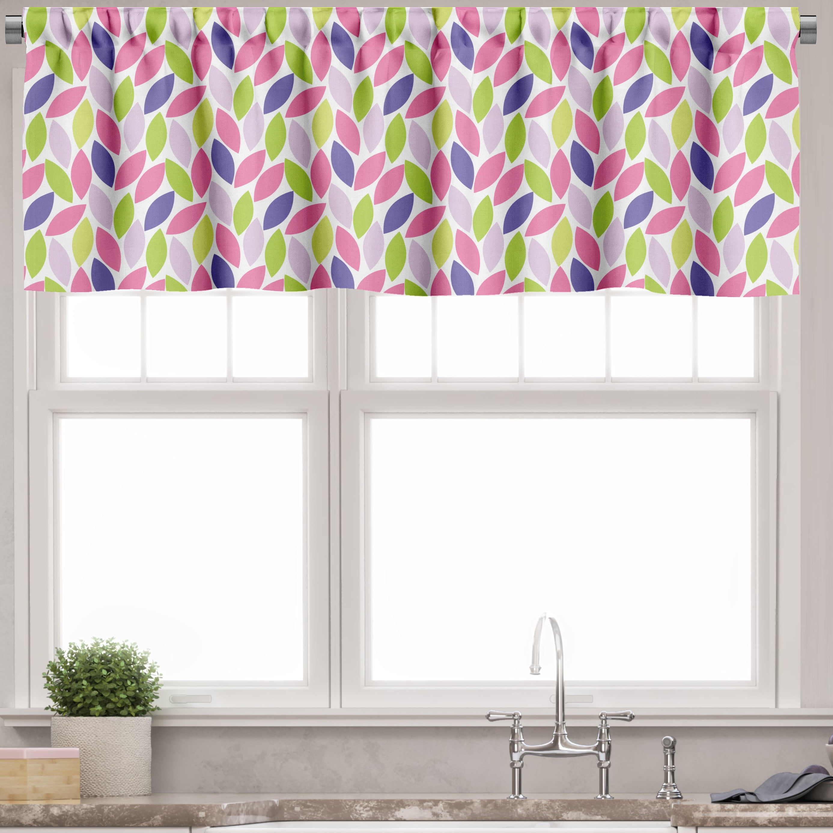 Ambesonne Natural Valance Pack of 2, Botanic Leaf Pattern, 54"X18 ...