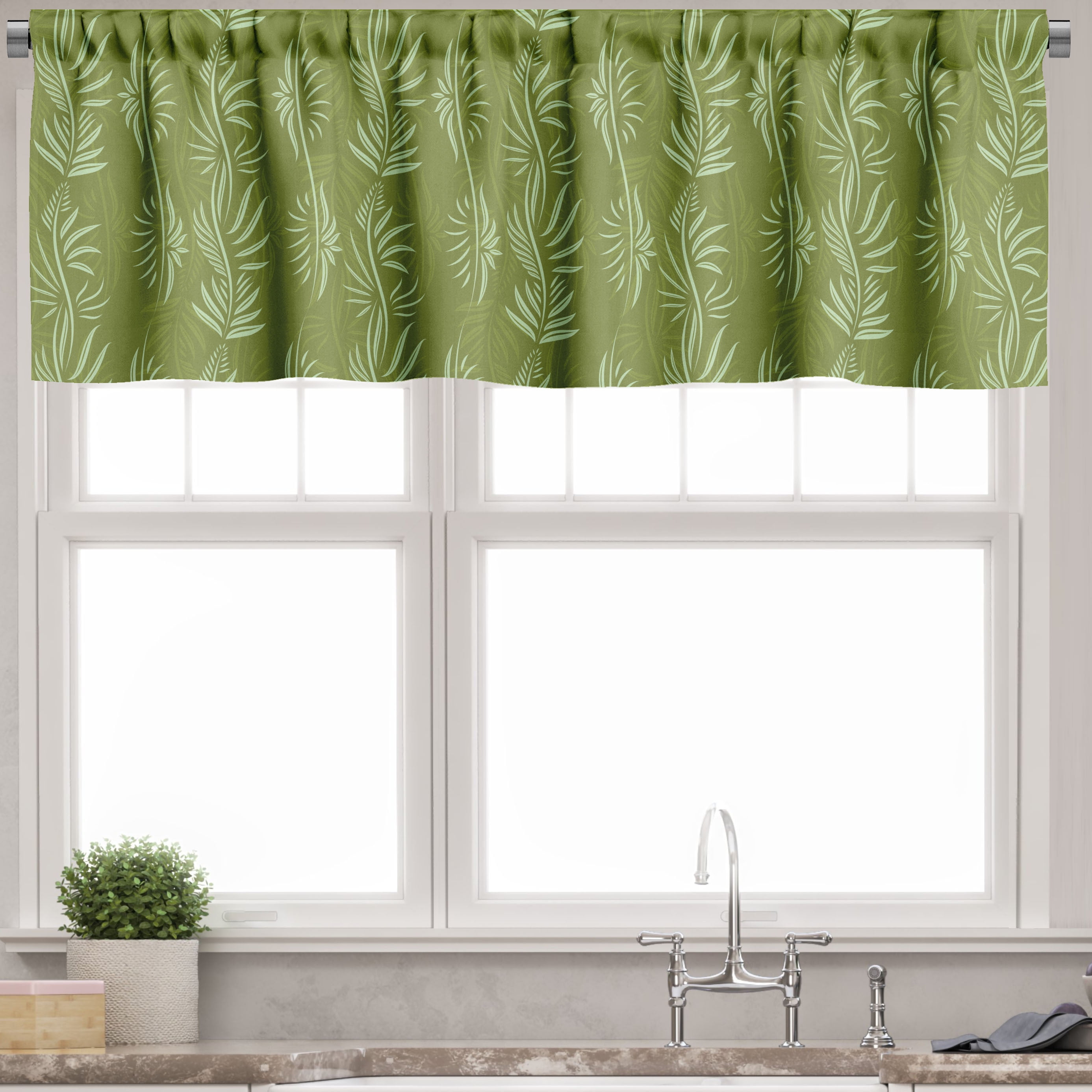 Ambesonne Nature Art Valance Pack of 2, Growing Herbs Leaves, 42"X18 ...